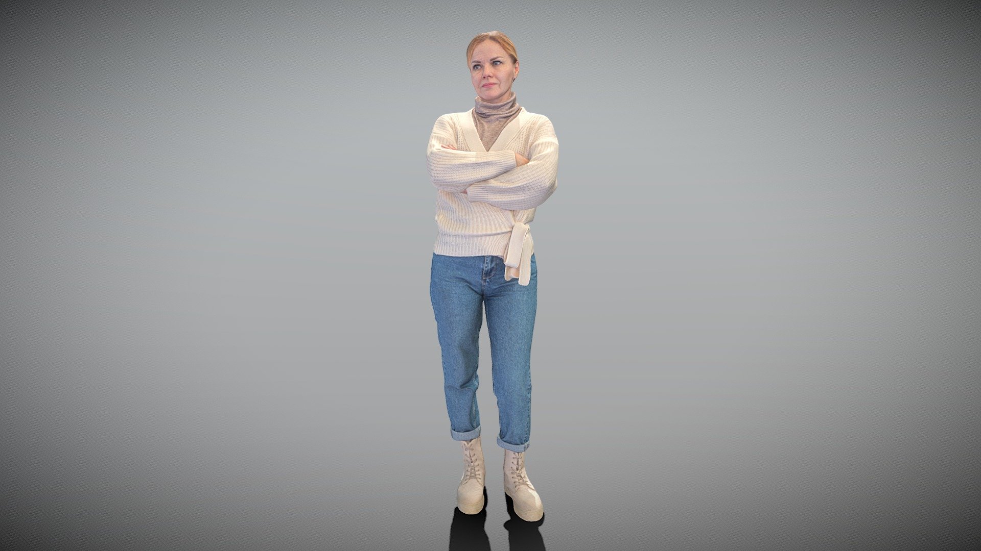 Attractive woman in knitted sweater 370 - Buy Royalty Free 3D model by ...