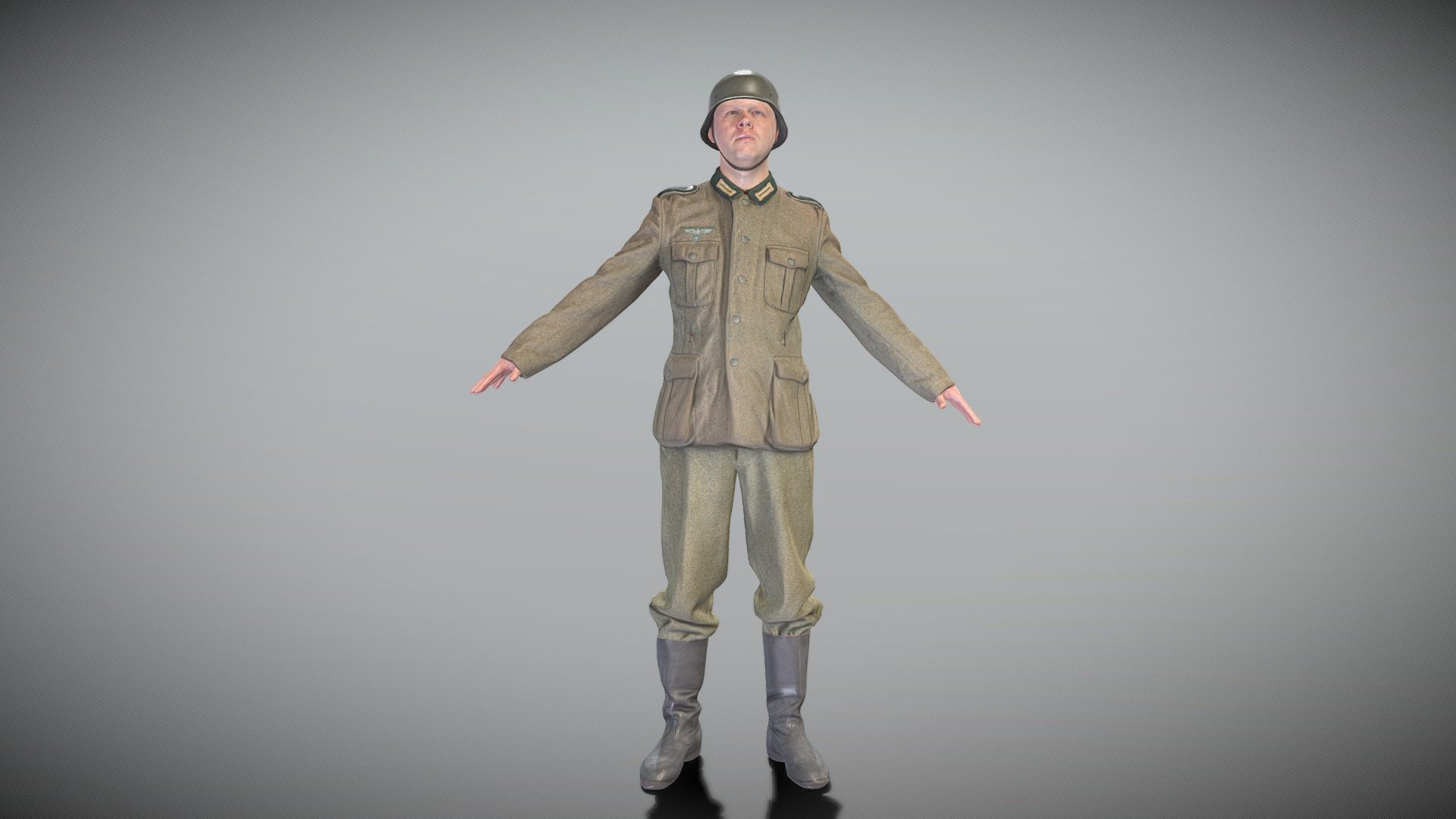 German Wehrmacht soldier in A-pose 374 - Buy Royalty Free 3D model by ...
