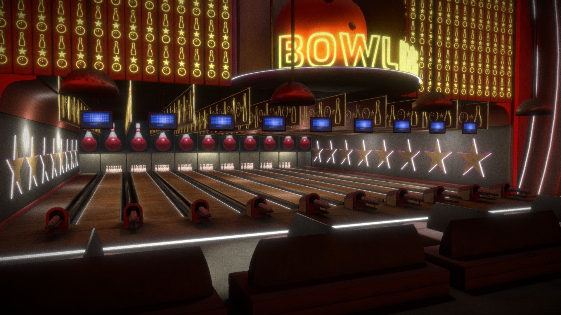 Bowling Alley - 3D model by Leandro Nicolas (@LeandroN) [56bf8b6 ...