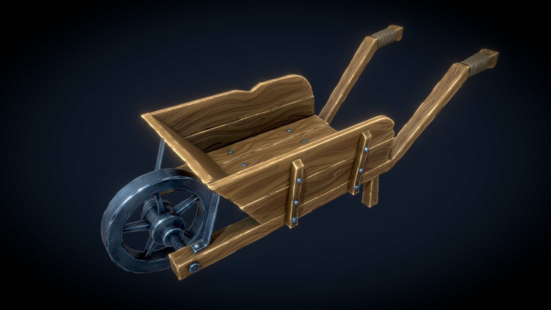 Wooden Wheelbarrow - 3D model by Sebastian.Woszczyk [56d2be2] - Sketchfab