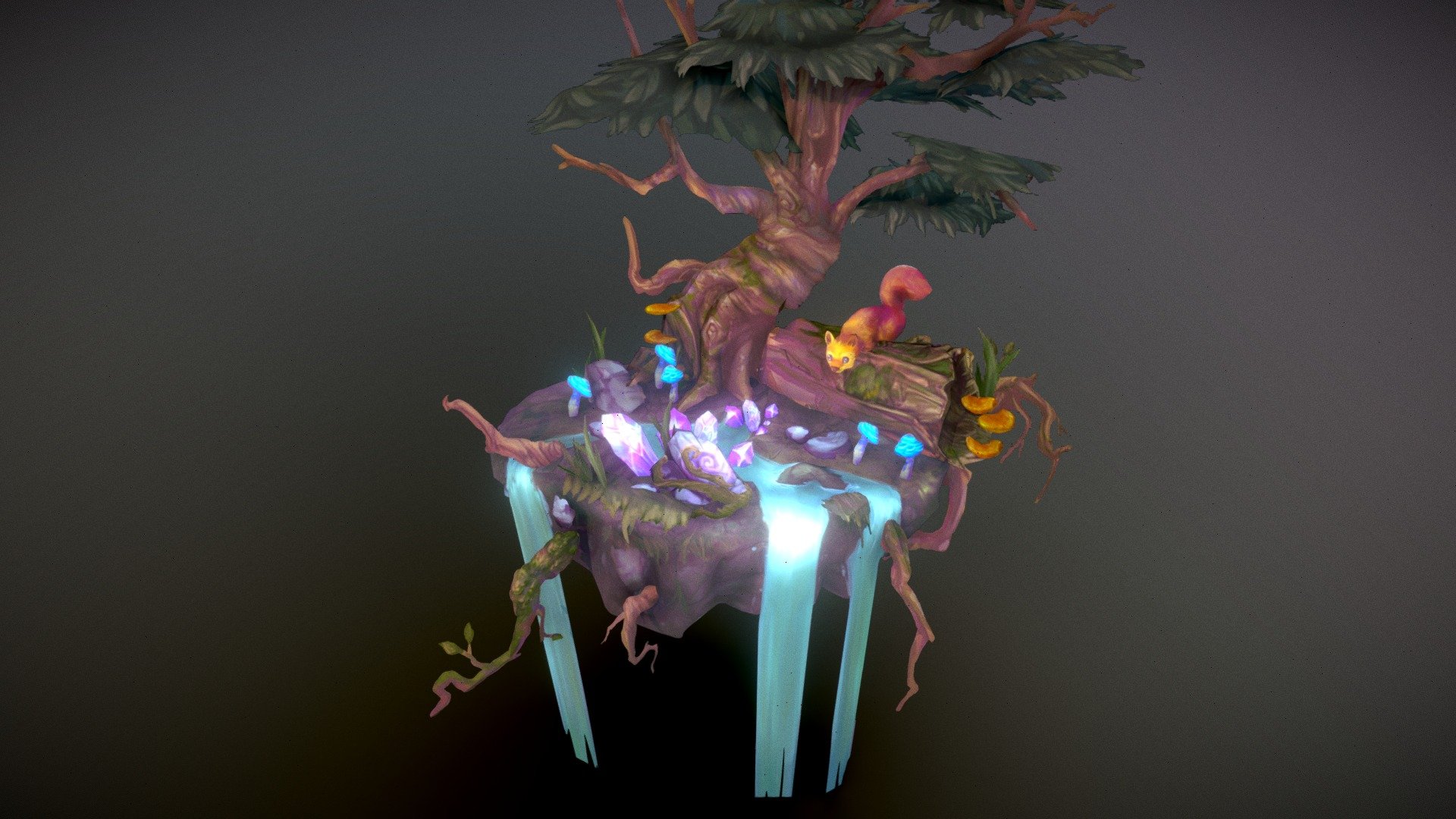 Stylized 2.5 D Tree Scene - Magic Forest - 3D model by Jessica Canales ...