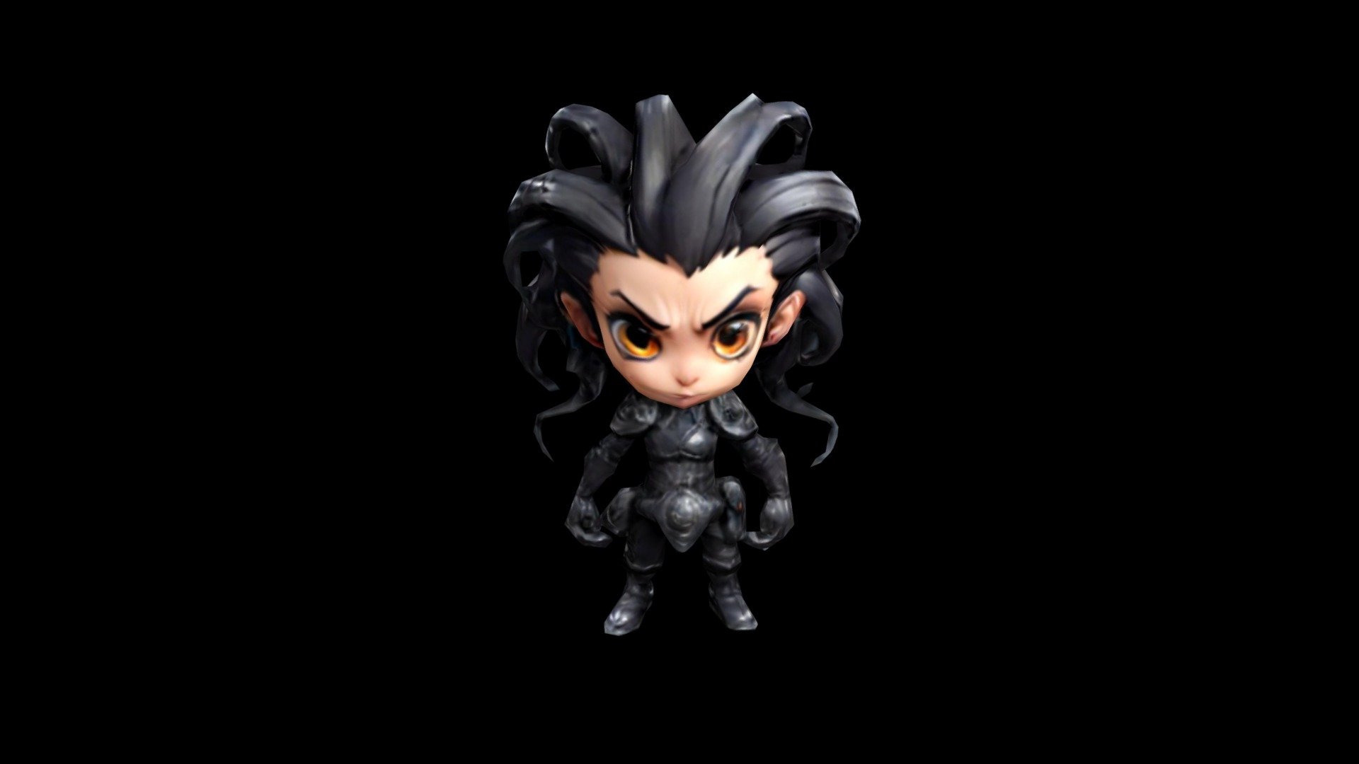 CGI Figurine Dark-Haired Female Fighter - Download Free 3D model by ...
