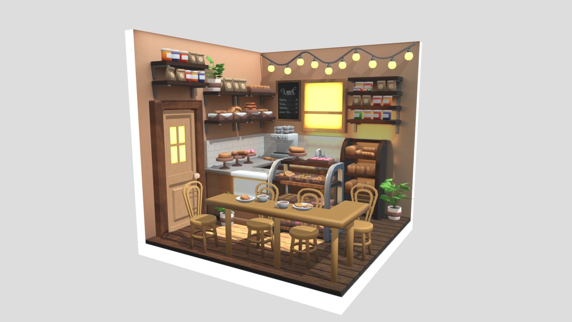 free_isometric_cafe - 3D model by convrseai [56e632f] - Sketchfab