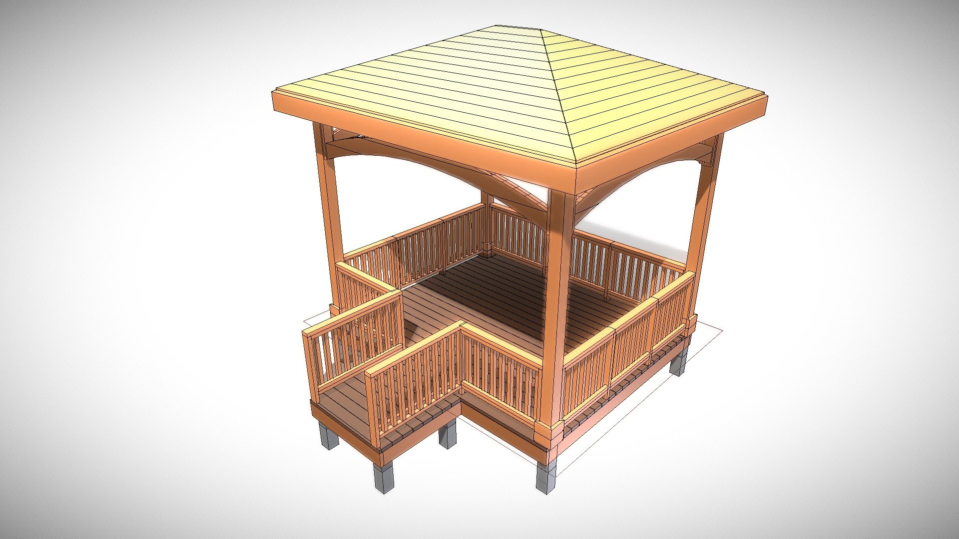 Custom Pavilion With Railing And Deck - 3D model by FR- Conceptual ...