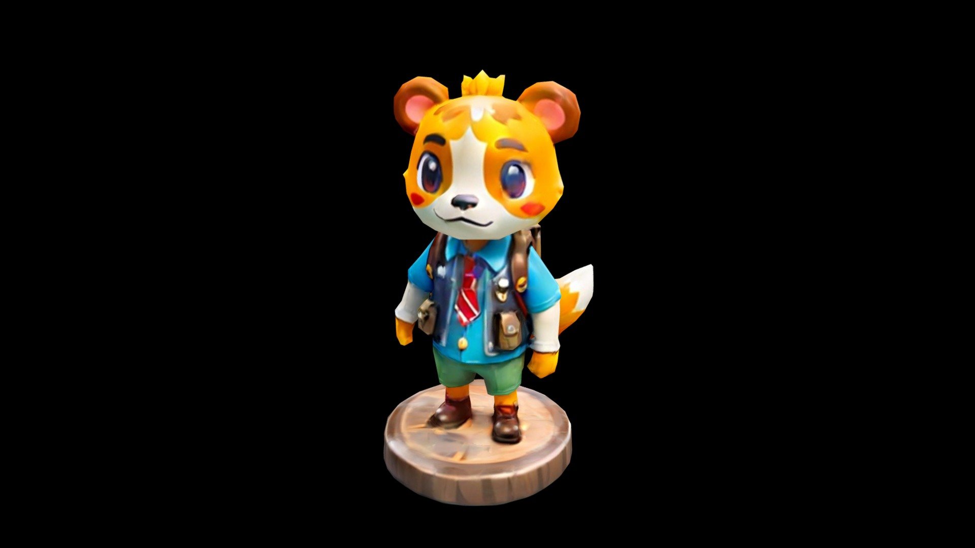 A tan fox character wearing a red tie, blue shir - Download Free 3D ...