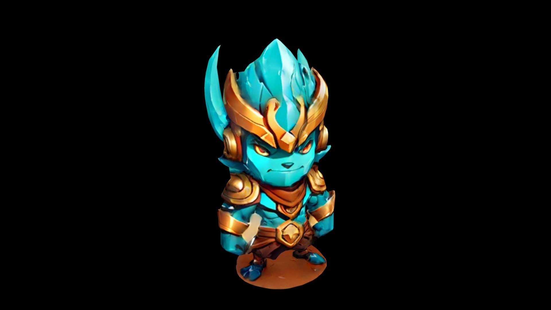 A digital painting of a blue and gold chibi char - Download Free 3D ...