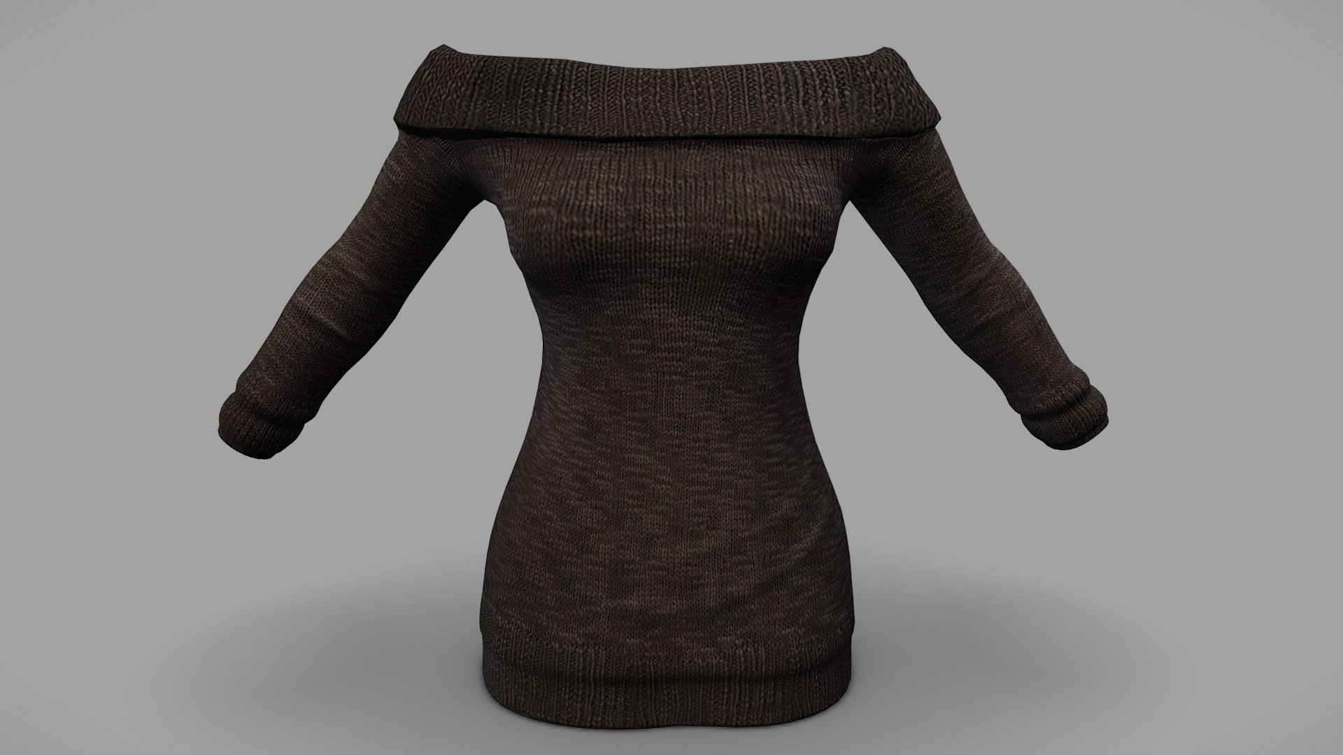 Female Off Shoulder Knitted Mini Sweater Dress - Buy Royalty Free 3D ...