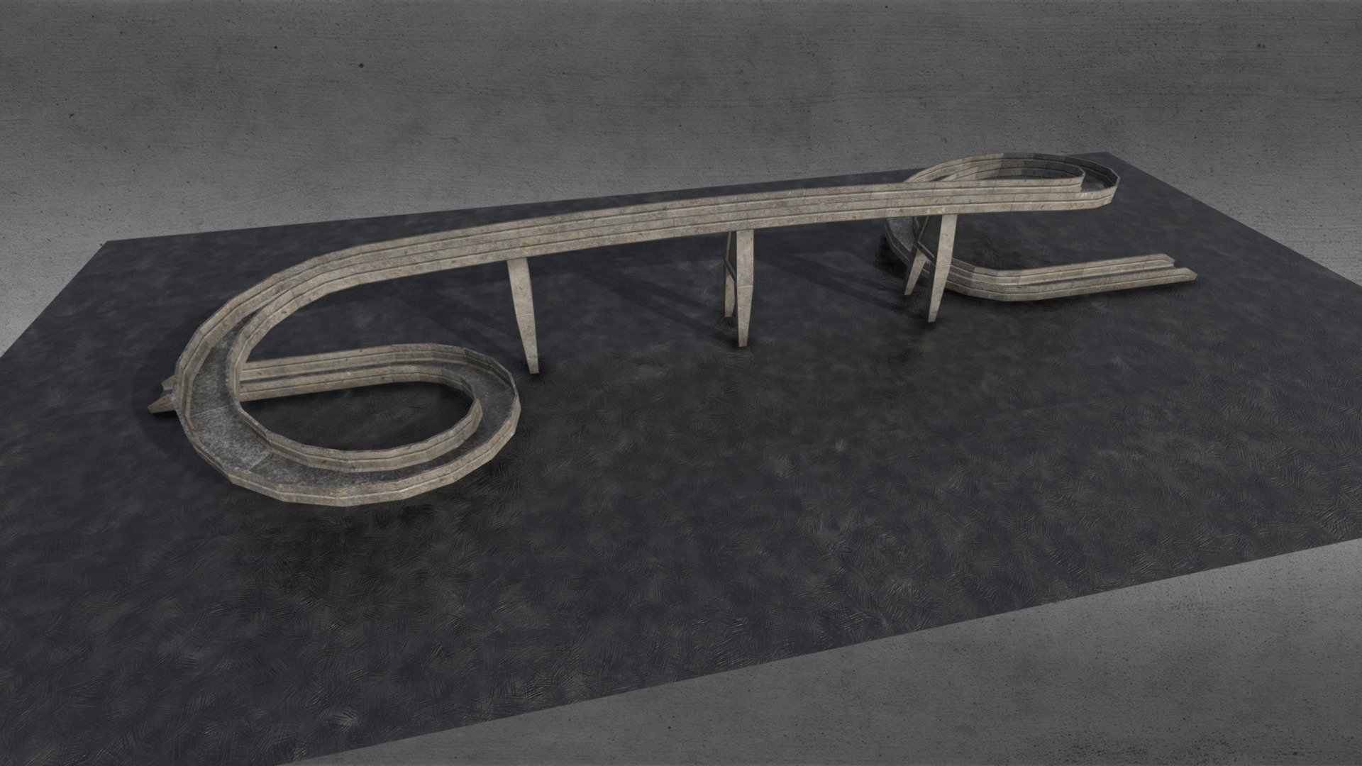 Double-Span Concrete Bridge with Spiral Ramps. - Buy Royalty Free 3D ...