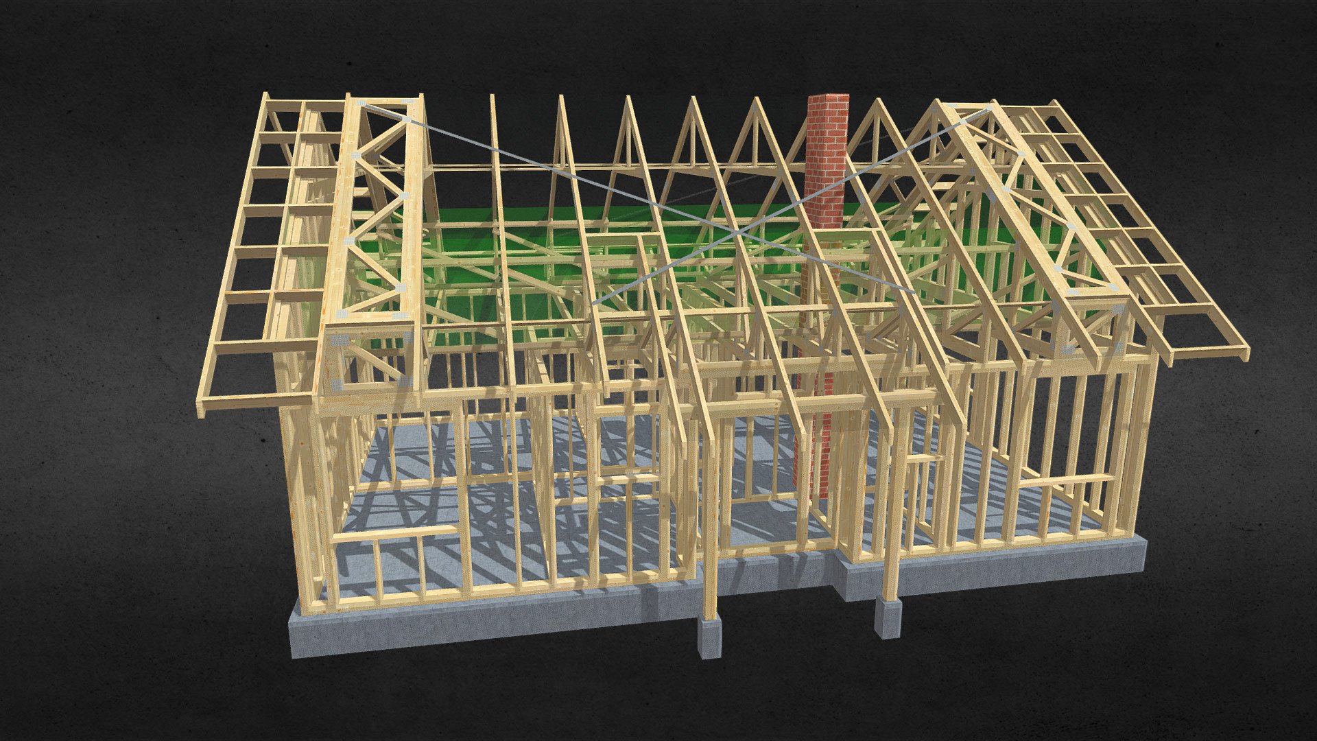 Wooden frame construction - house #3020 - Download Free 3D model by MK ...