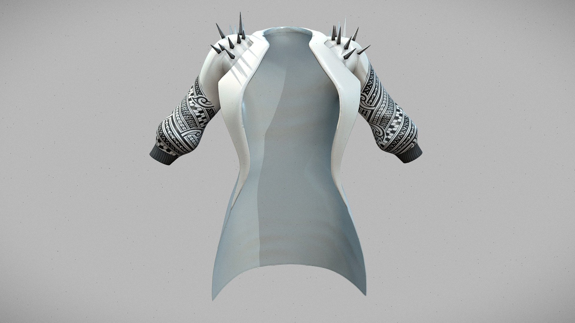 Female Spike Shoulder Open Front Jacket - Buy Royalty Free 3D model by ...
