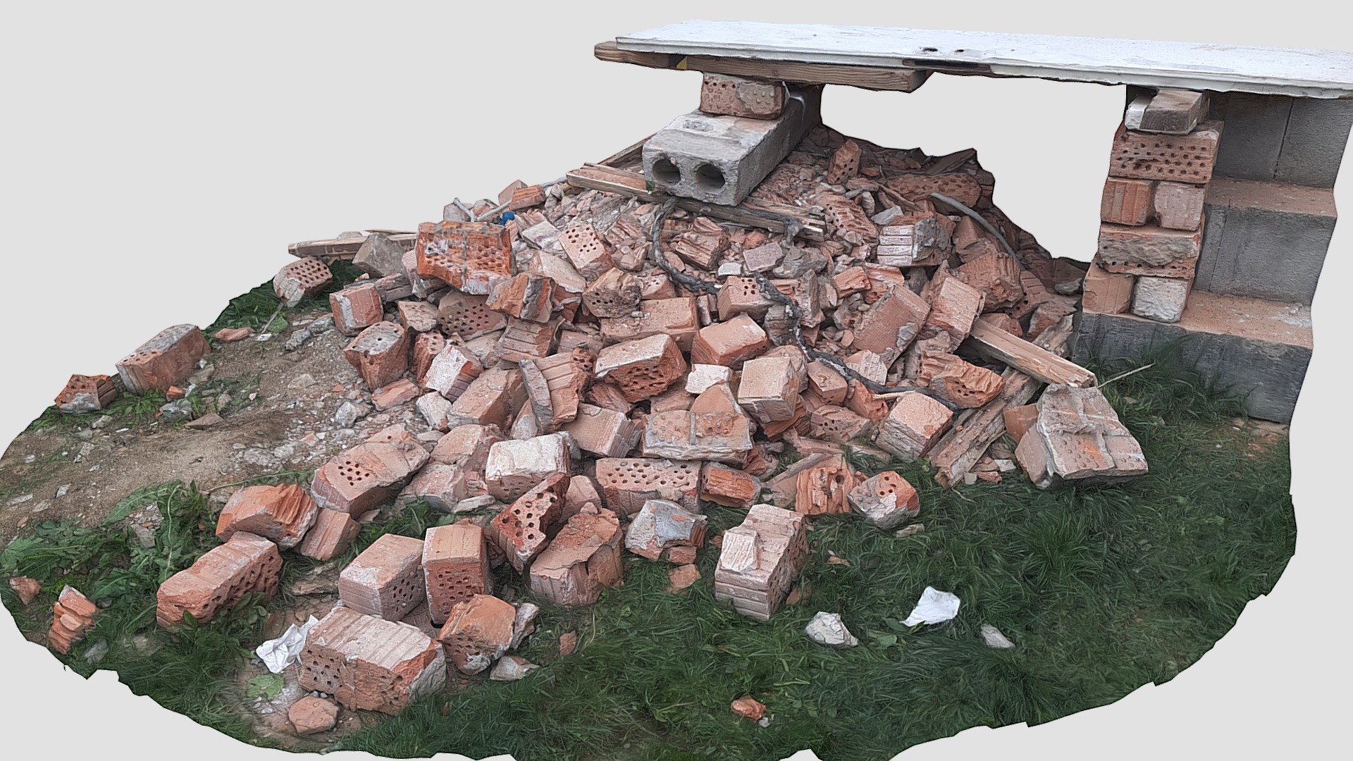 Pile of brick debris on the grass - Download Free 3D model by Оrрндп ...
