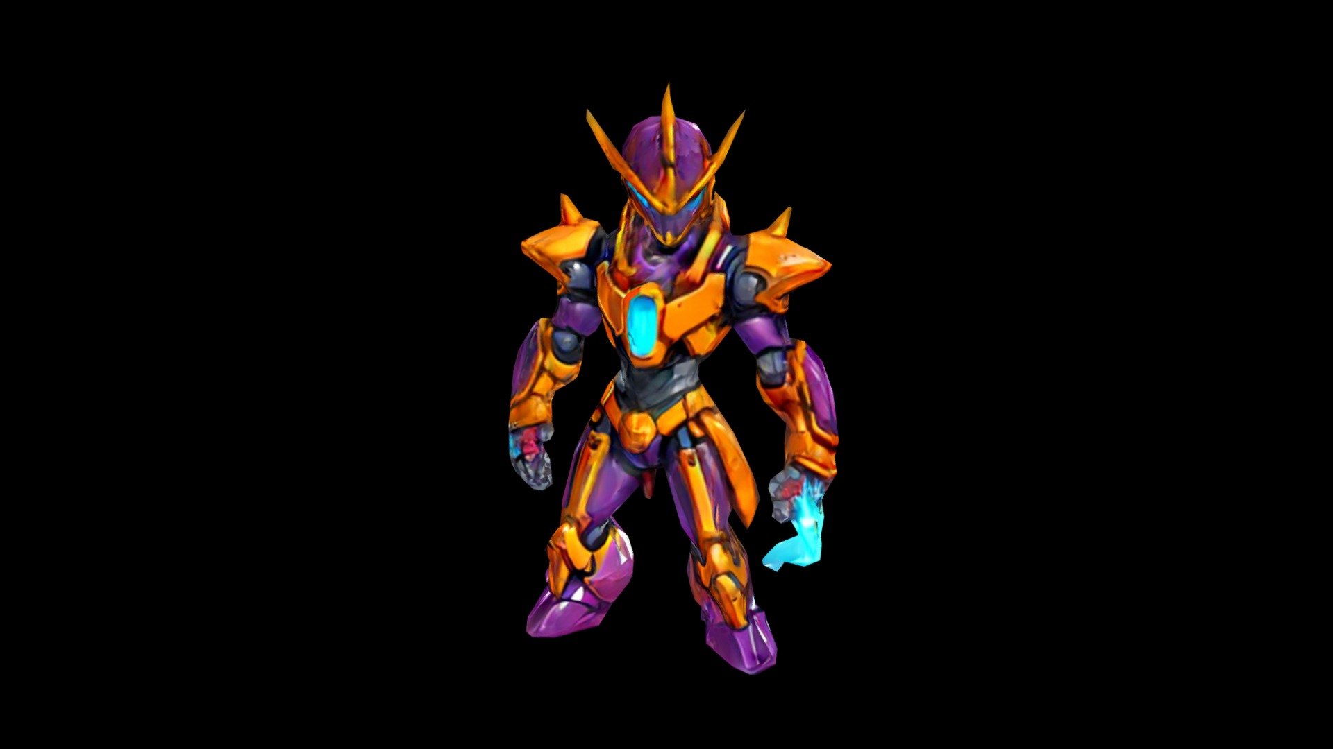 Anime robot with golden armor and blue eyes. - Download Free 3D model ...