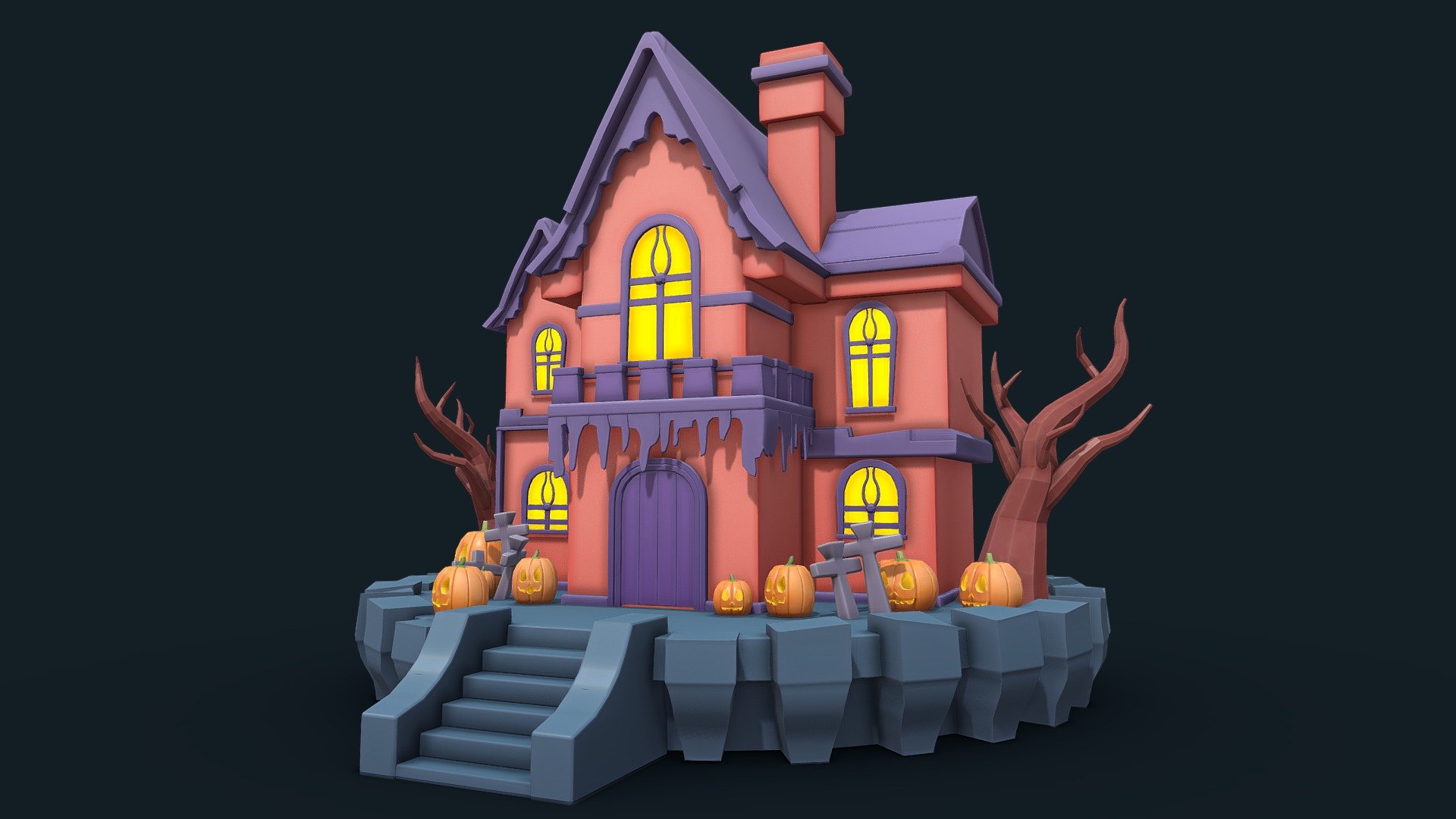 Stylized Spooky Halloween House - Buy Royalty Free 3D model by ...