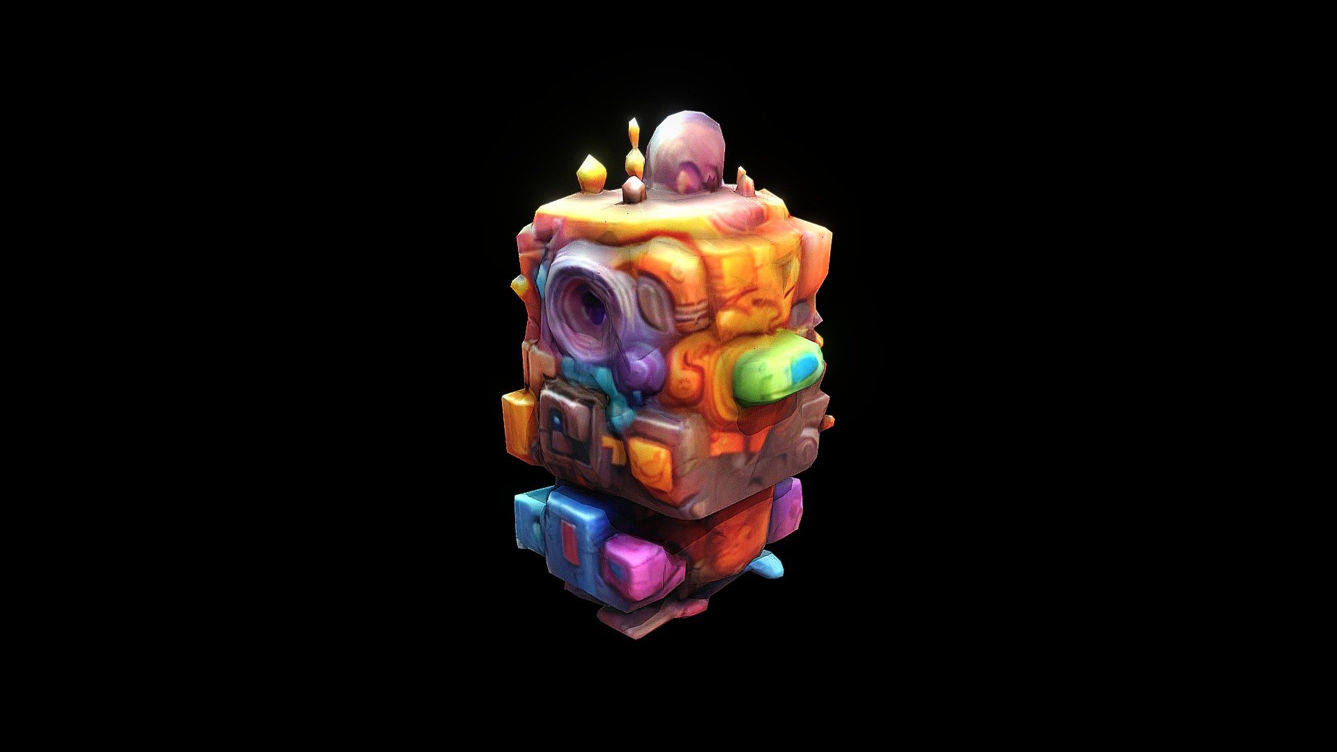 a colorful cube with a camera on top of it - Download Free 3D model by ...