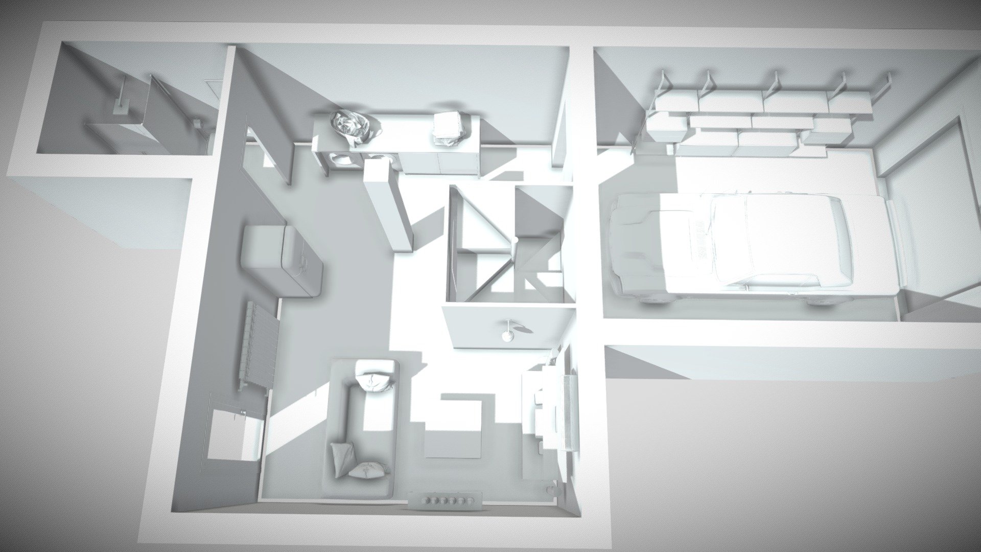 Wireframe - laundry room with cinema zone - Download Free 3D model by ...