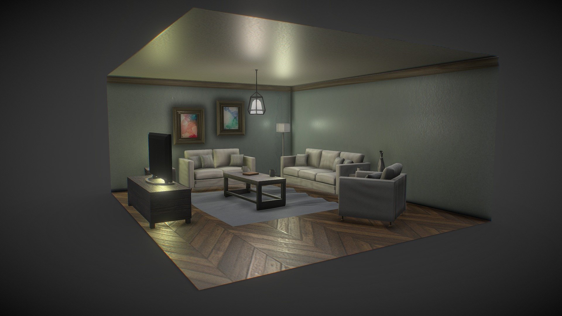 Realistic Modern Homes Living Room - Buy Royalty Free 3D model by ...