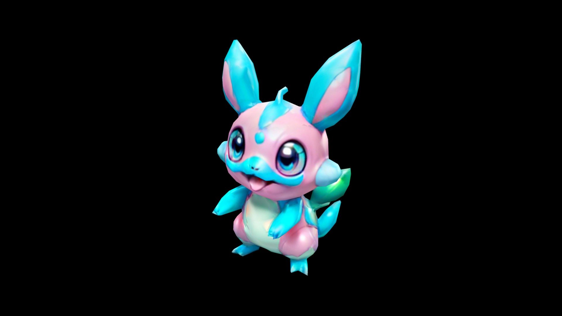 Pink and blue cartoon character with big eyes sm - Download Free 3D ...