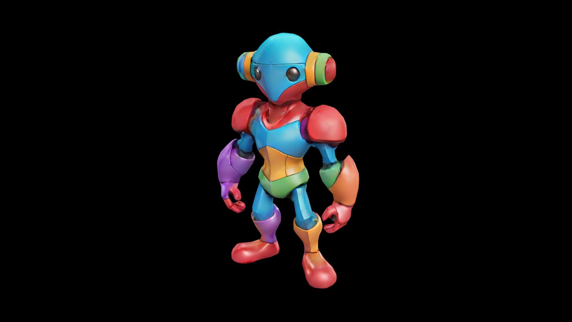 A colorful robot with red, blue, green, and yell - Download Free 3D ...