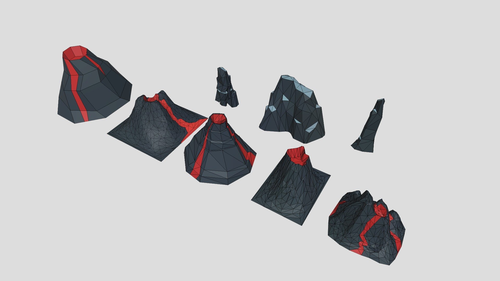 low poly environment landscape - volcano - lava - Buy Royalty Free 3D ...