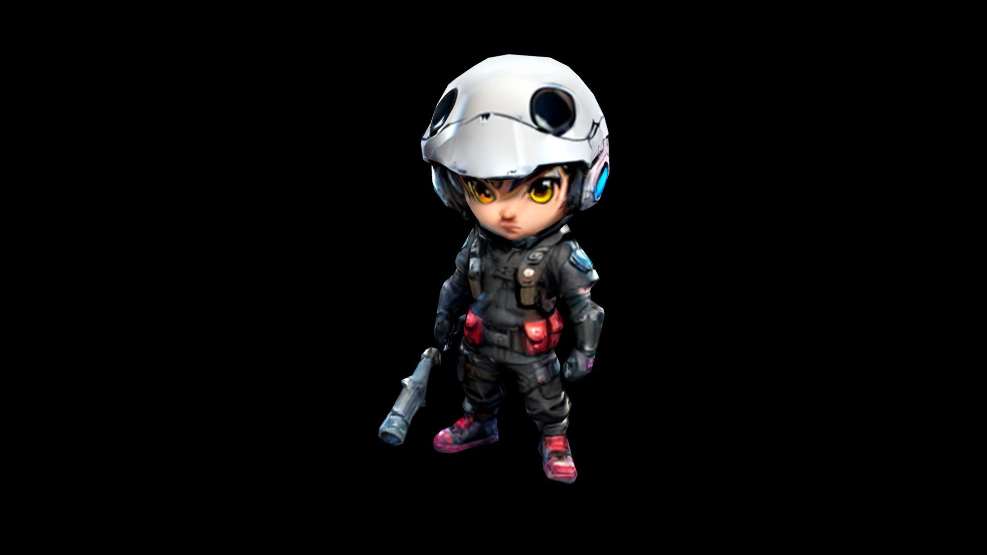 A chibi style character wearing a futuristic whi - Download Free 3D ...