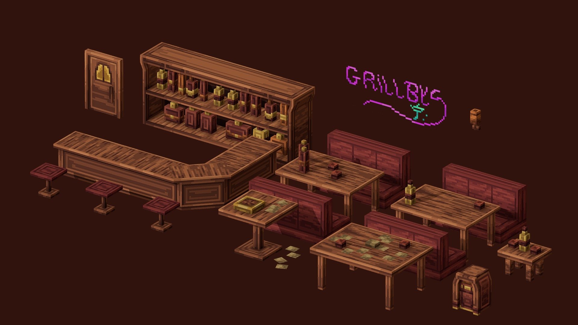 Grillby’s bar decorations - 3D model by Tem4ik (@Tem4iKUF) [5791715 ...