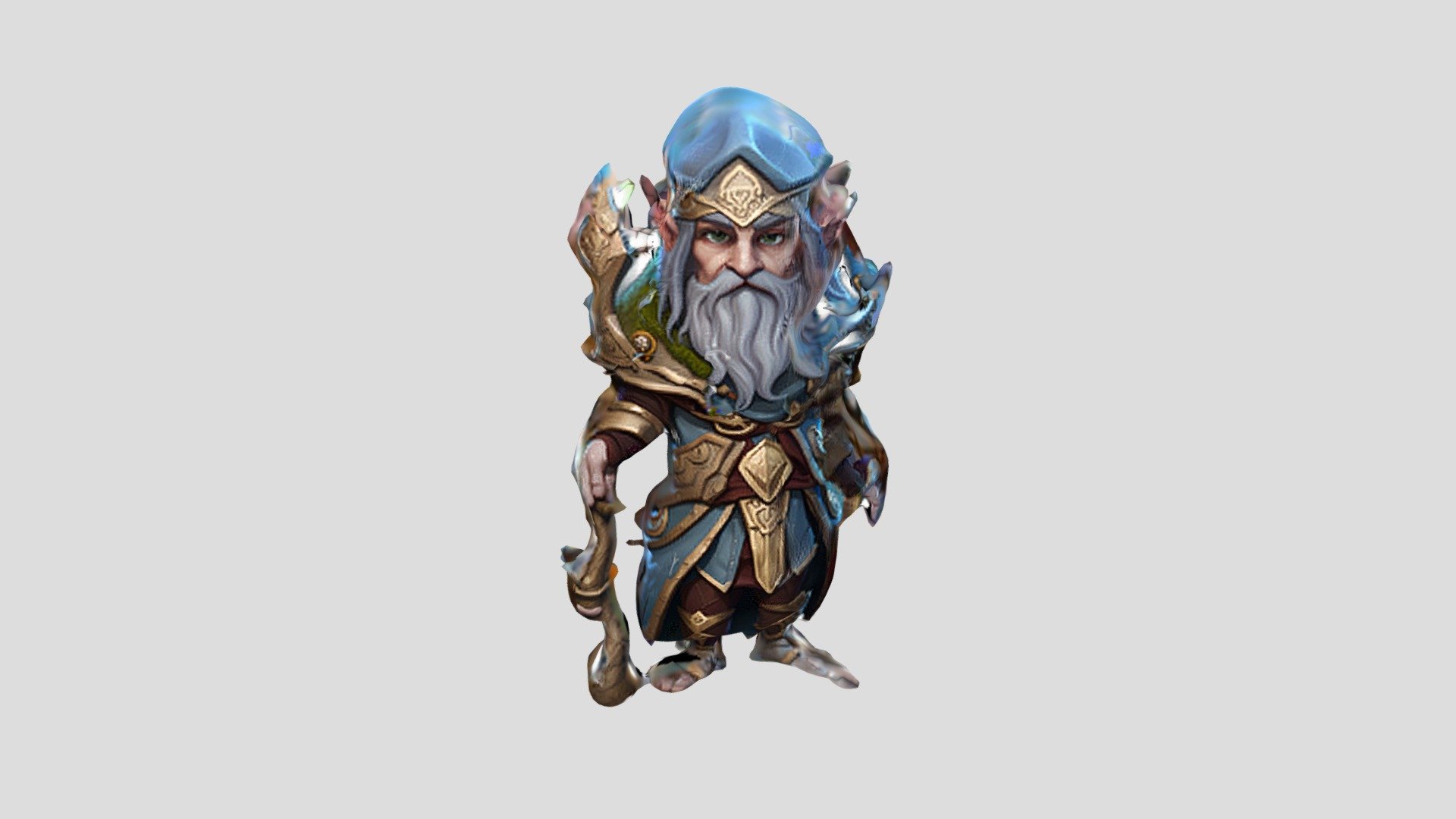 Miniature Gnome Warrior in Blue Armor with Silv - Download Free 3D ...