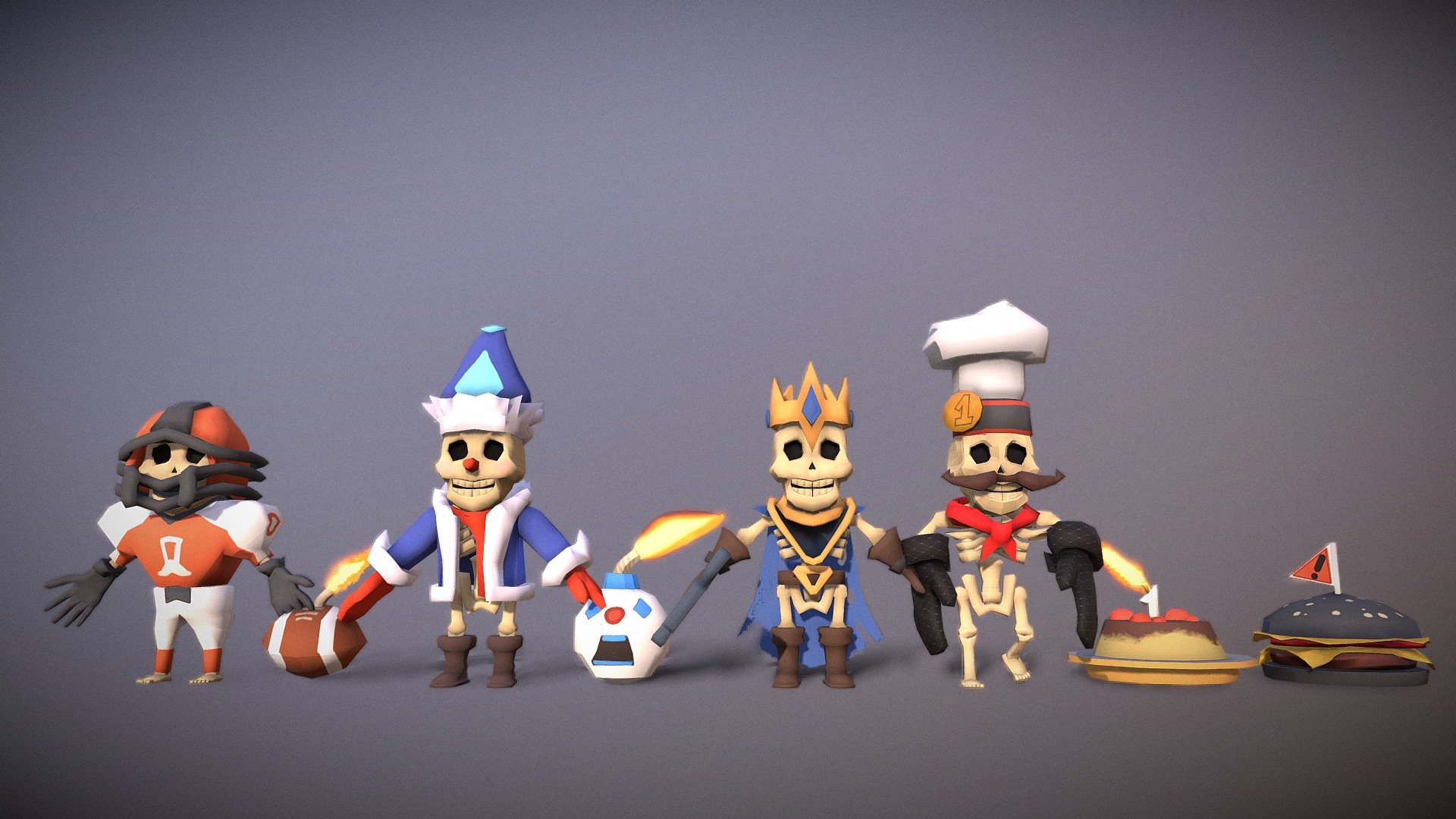 skeletons low poly character pack bundle - Buy Royalty Free 3D model by ...