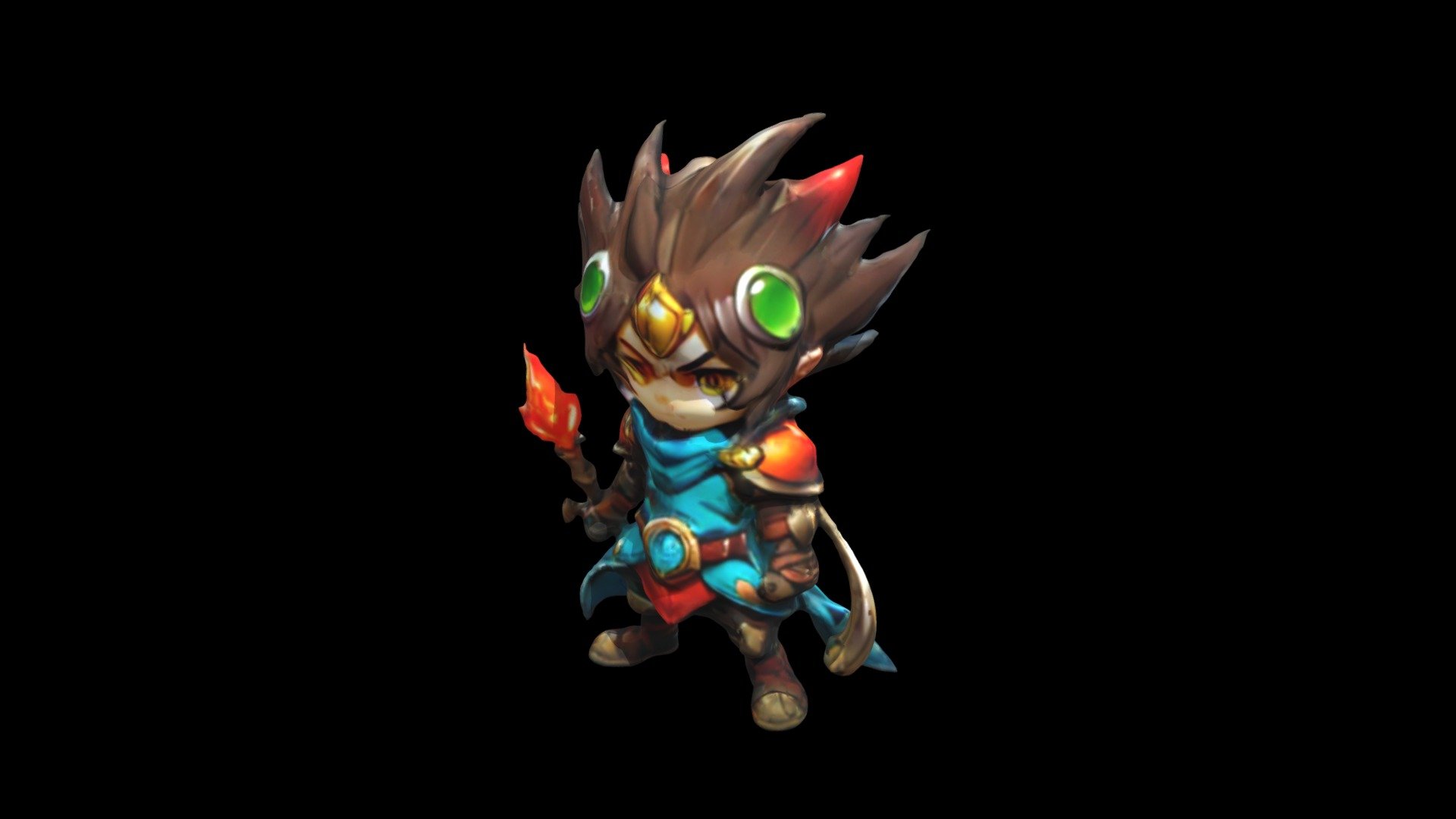 a cartoon character with a torch in his hand - Download Free 3D model ...