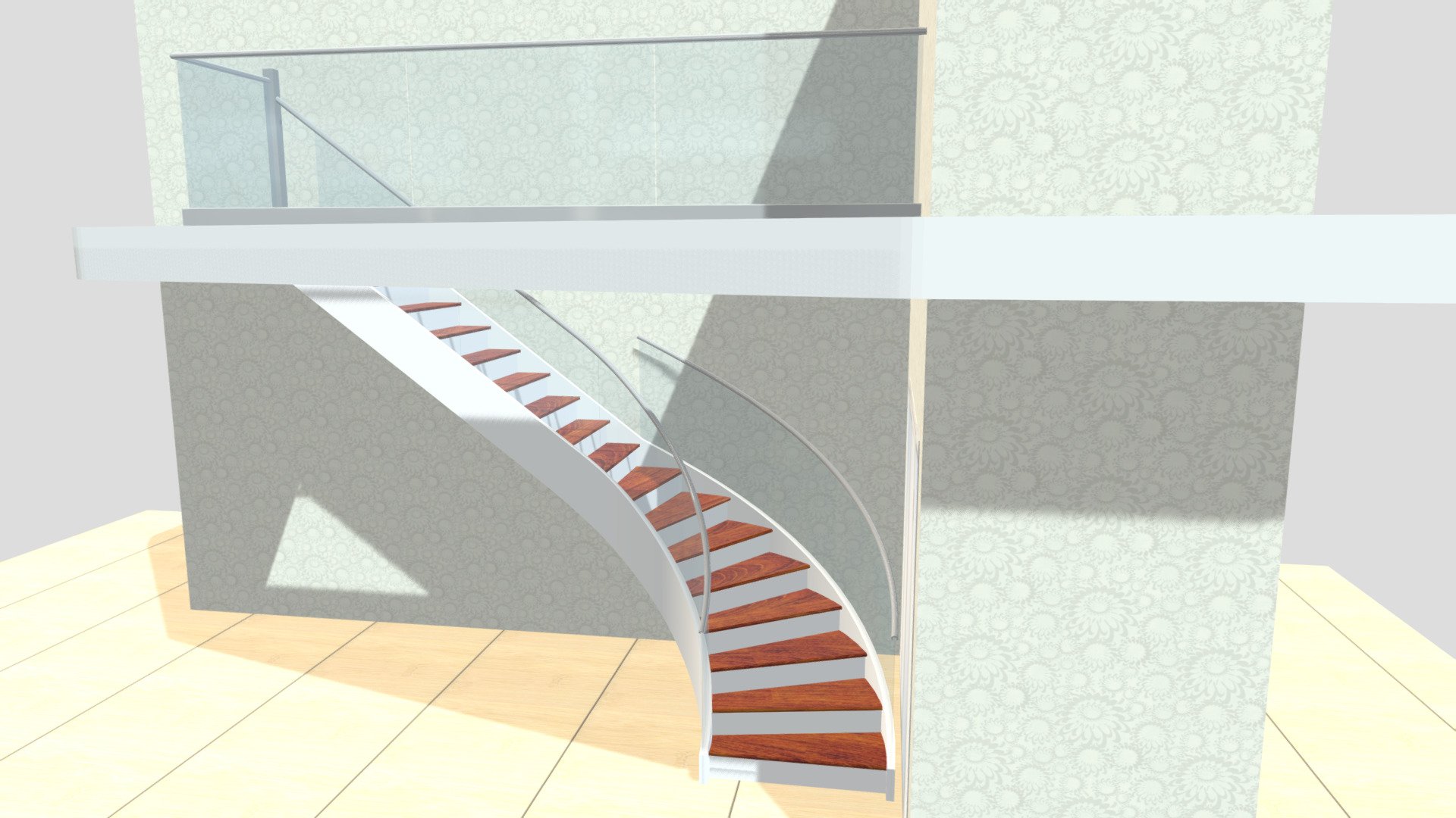 Victory and Hollywood curved stair - 3D model by TopTreadStairways ...