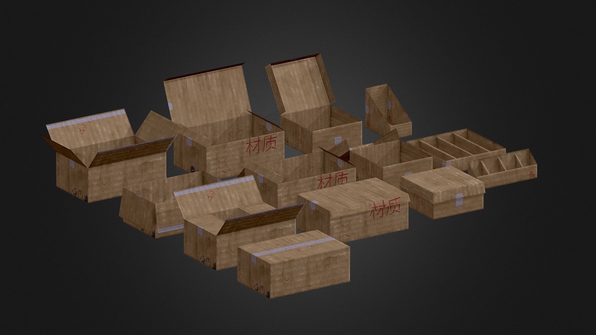 Game-Ready Cardboard Boxes - Download Free 3D model by jellystuff ...