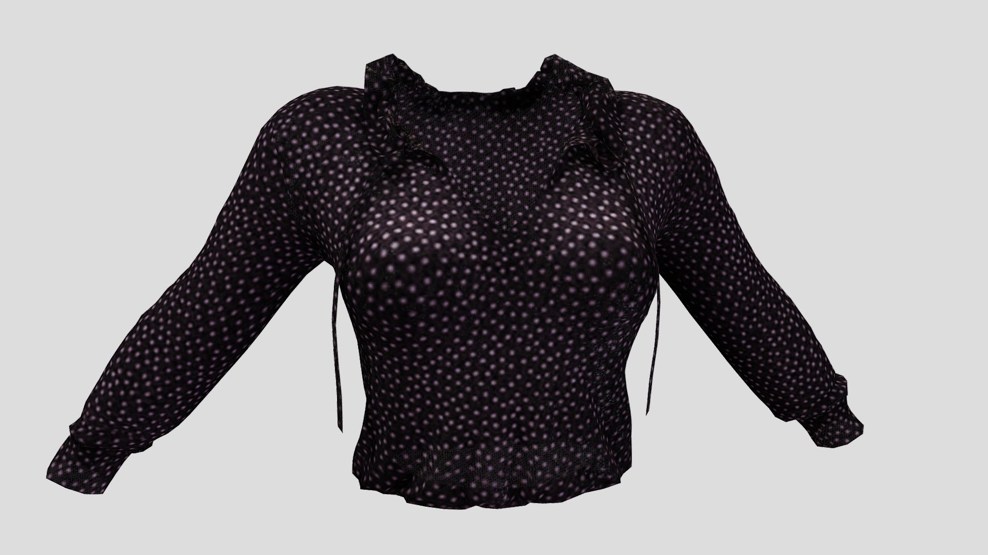 Female Loose Drawstring Neckline Blouse Top - Buy Royalty Free 3D model ...