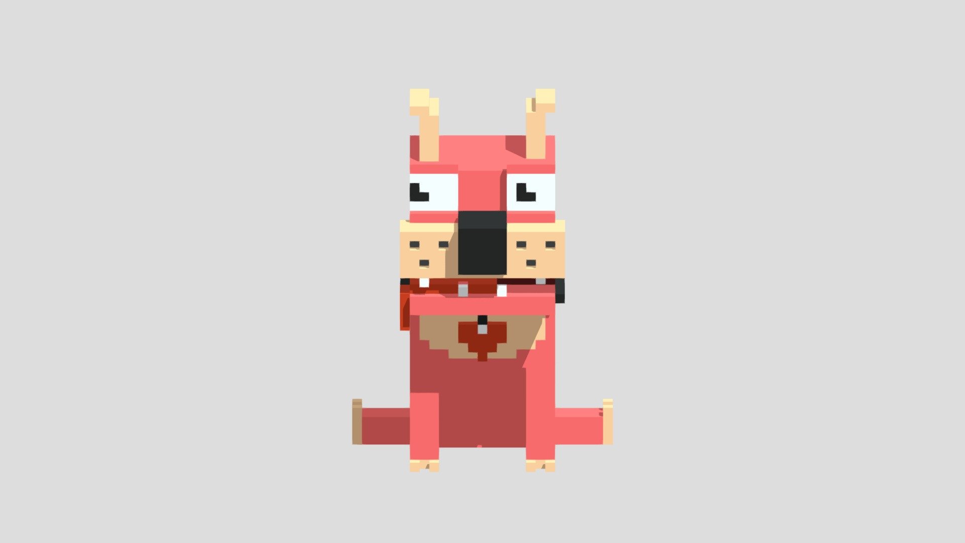 Pink cute dog voxel art - 3D model by Glucka Pixels (@gluckapixels ...