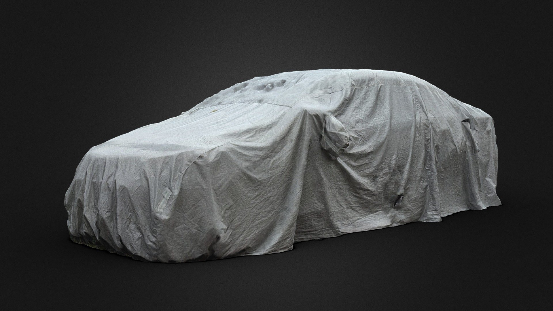 Sedan car covered with a gray car cloth 3D scan - Download Free 3D ...