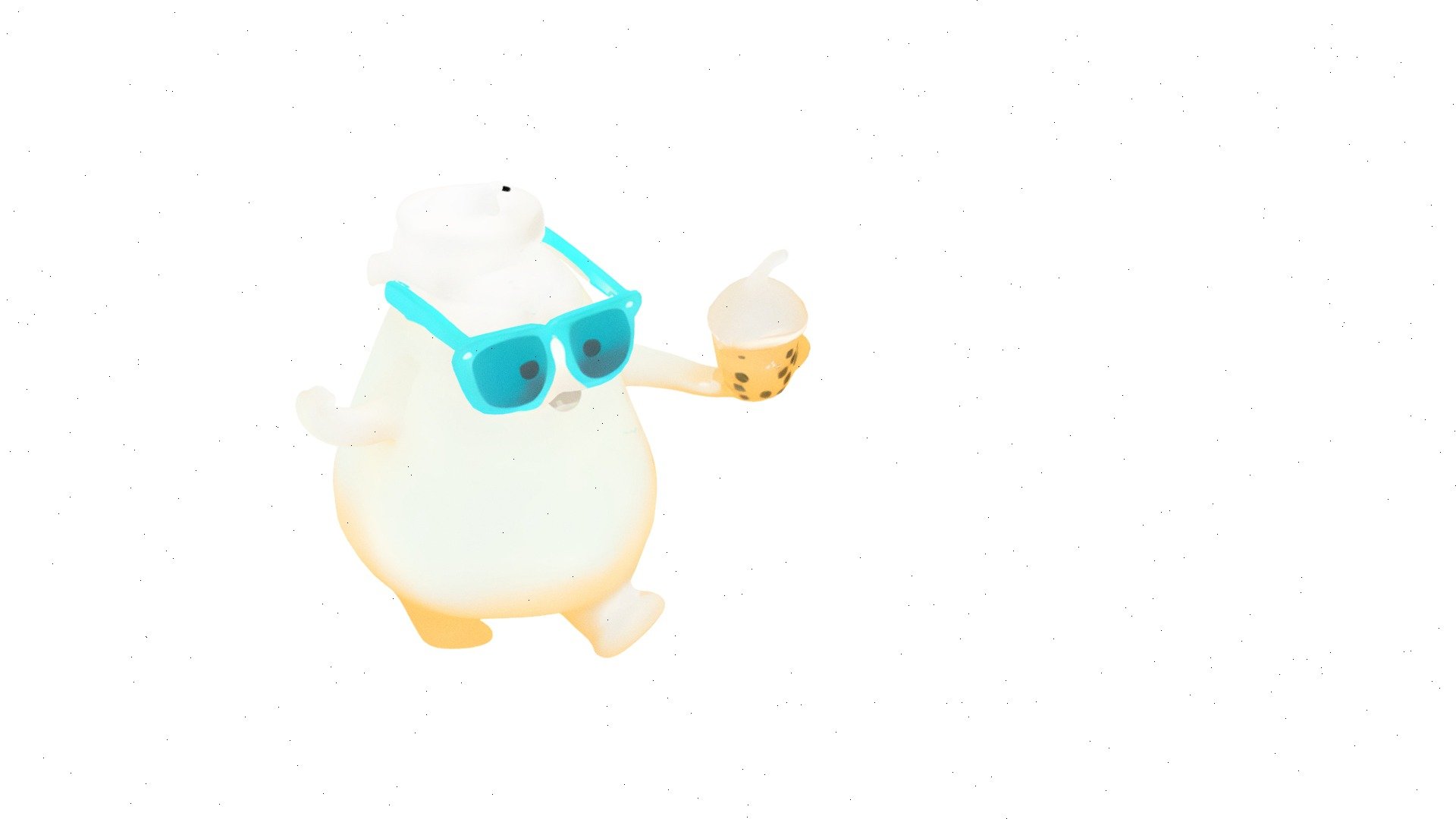 Blob-like creature holding a drink - 3D model by sanjupeddineni ...