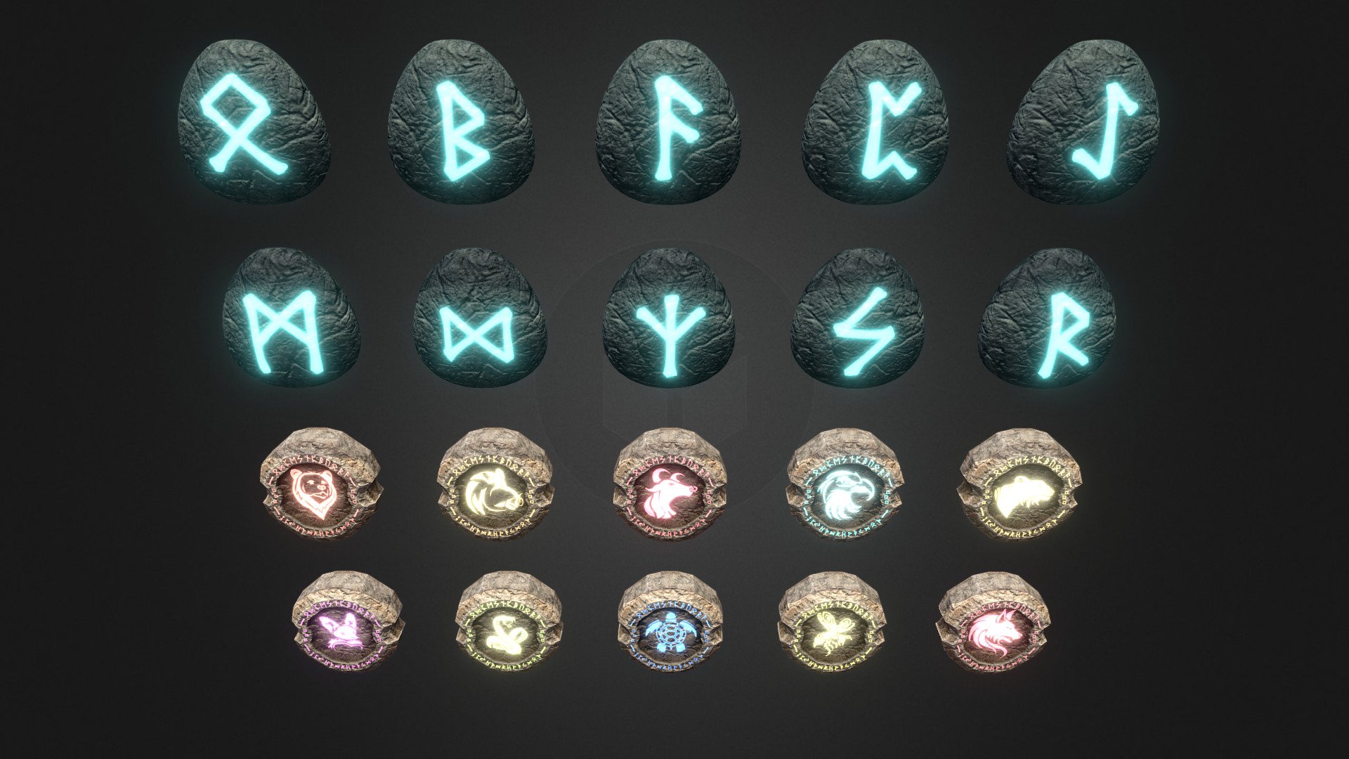 Magic Runes KIT 2 (game ready asset) - Buy Royalty Free 3D model by ...