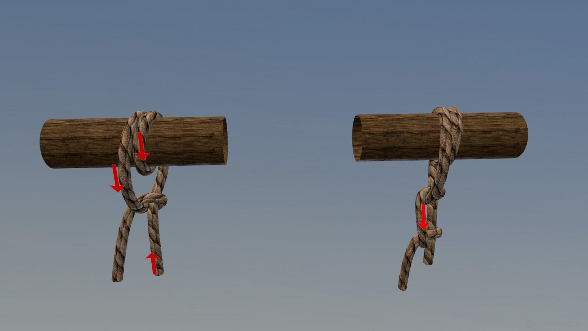 OWT Knots - Round Turn and Two Half Hitches - 3D model by BoatUS ...