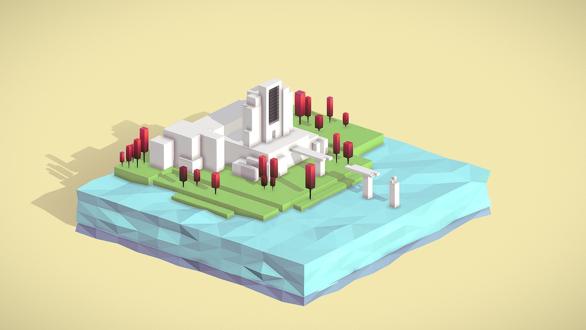 Abstract isometric Old Building - 3D model by N1x [5863e8d] - Sketchfab