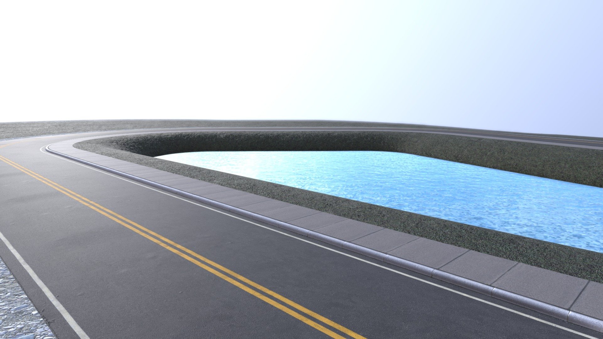 American Road around a Pond / Lake - Download Free 3D model by ...