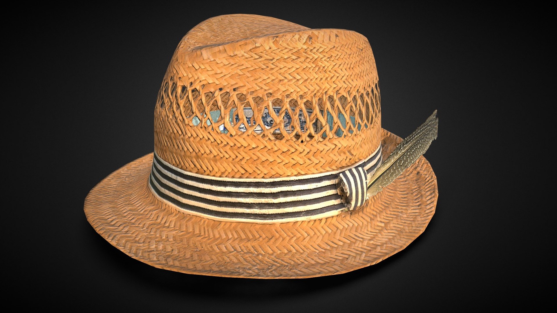 Straw hat - with feather - Buy Royalty Free 3D model by Léonard_Doye ...