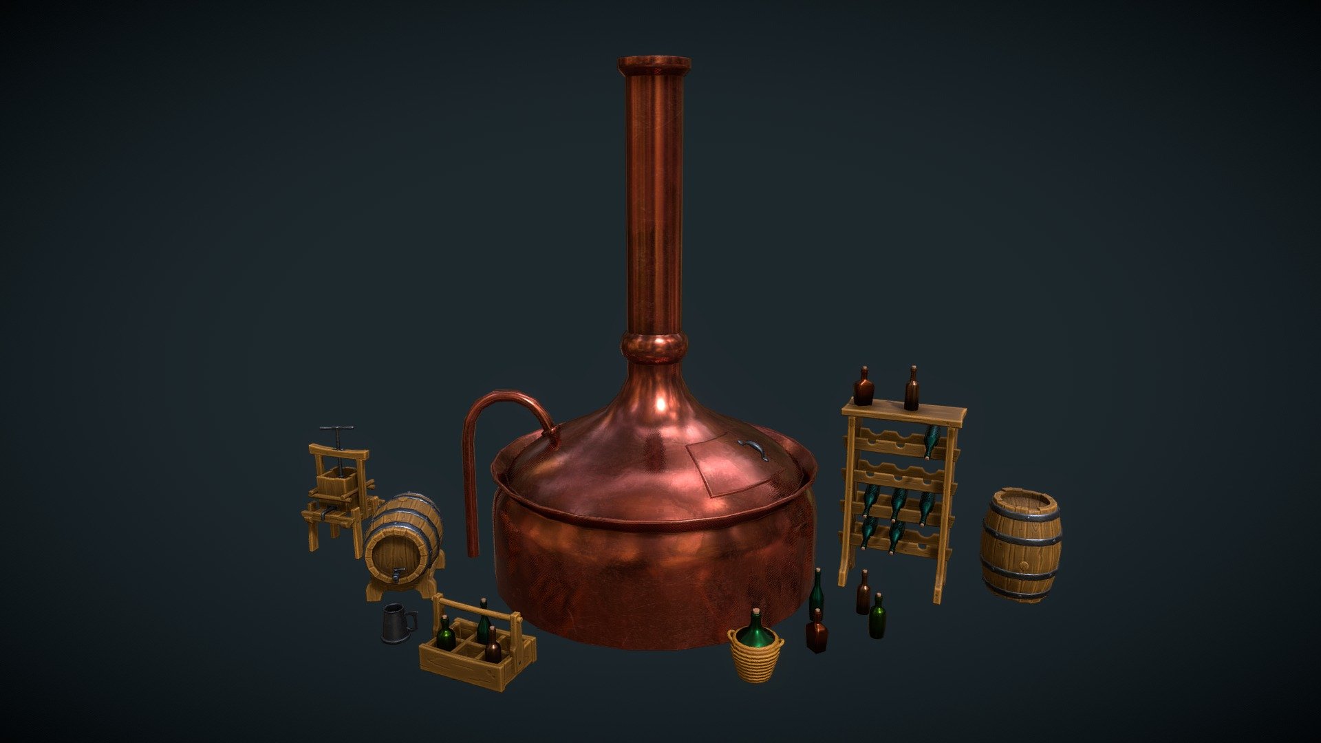 Stylized Set: Brewery equipment - Buy Royalty Free 3D model by Mamo3D ...