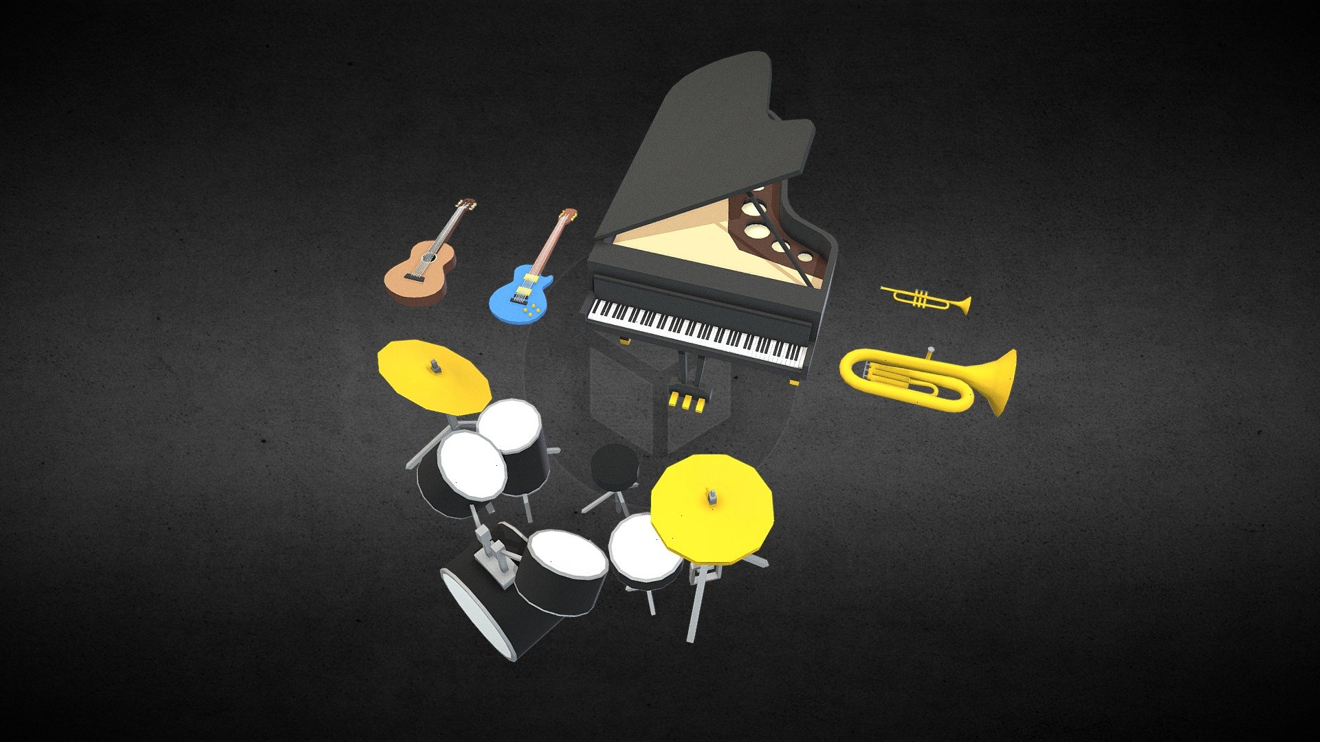 Instrumentos musicales Low Poly - 3D model by matacu.tec [5879e54 ...