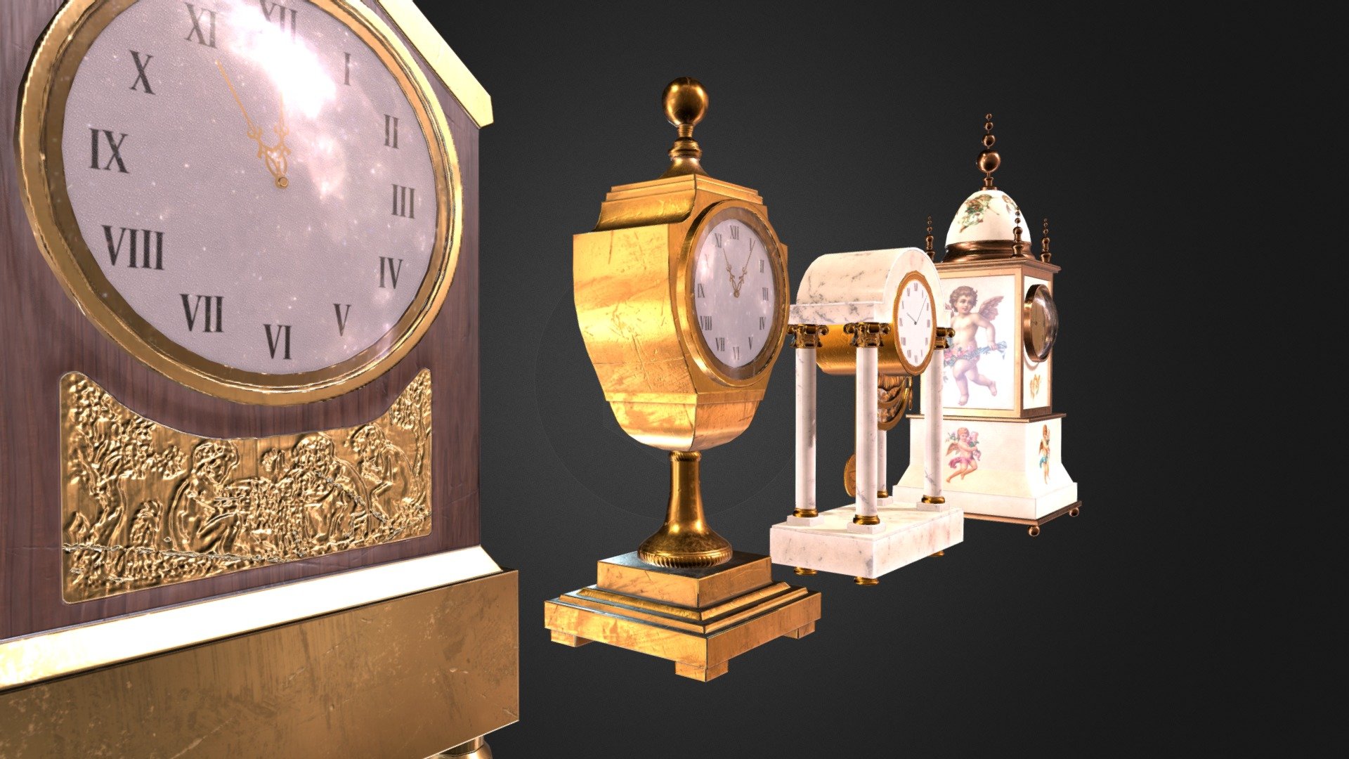 Low Poly Swiss Vintage Table Clocks - Buy Royalty Free 3D model by ...
