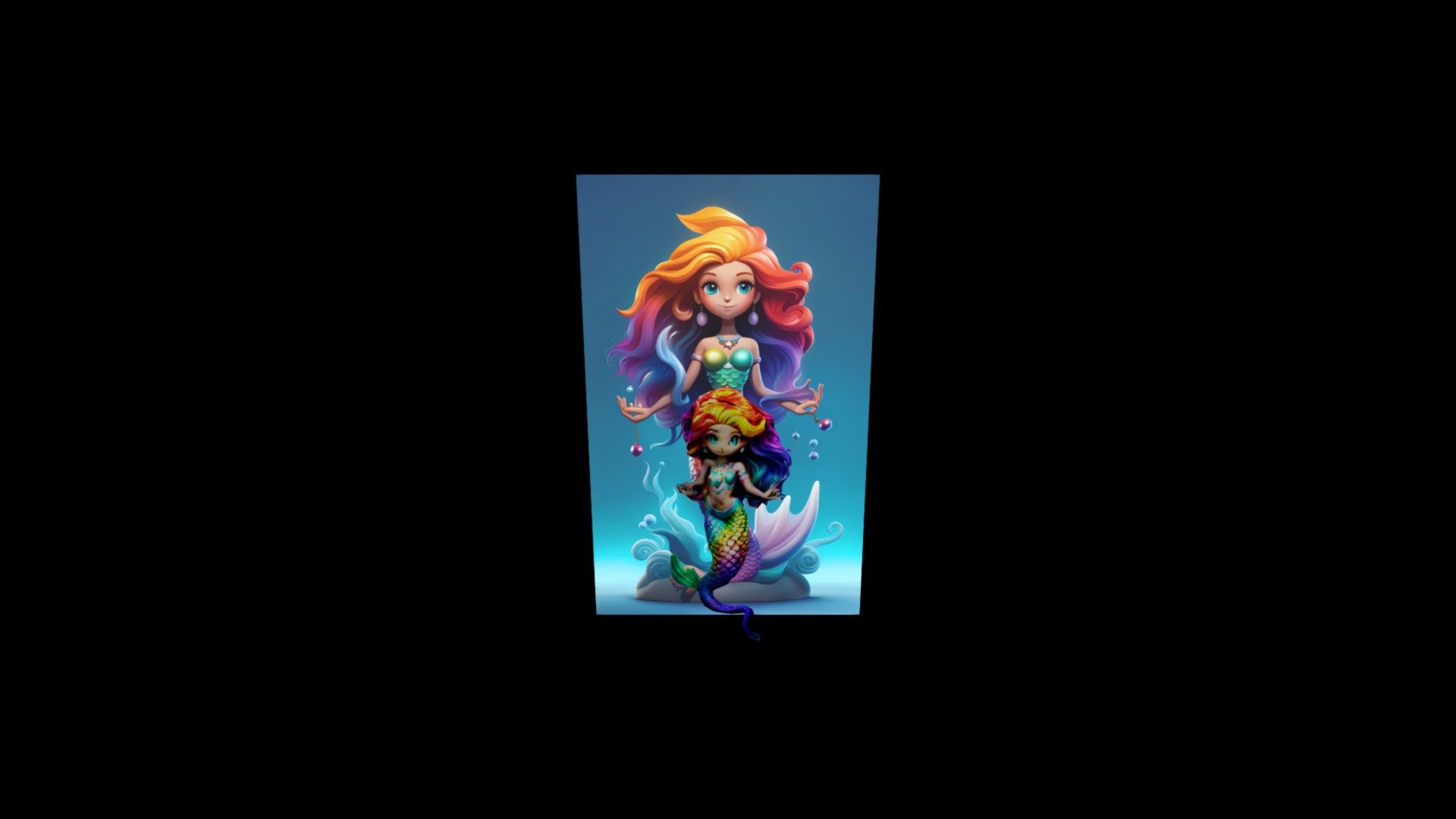 Title Mermaid with rainbow hair and a rainbow ta - Download Free 3D ...