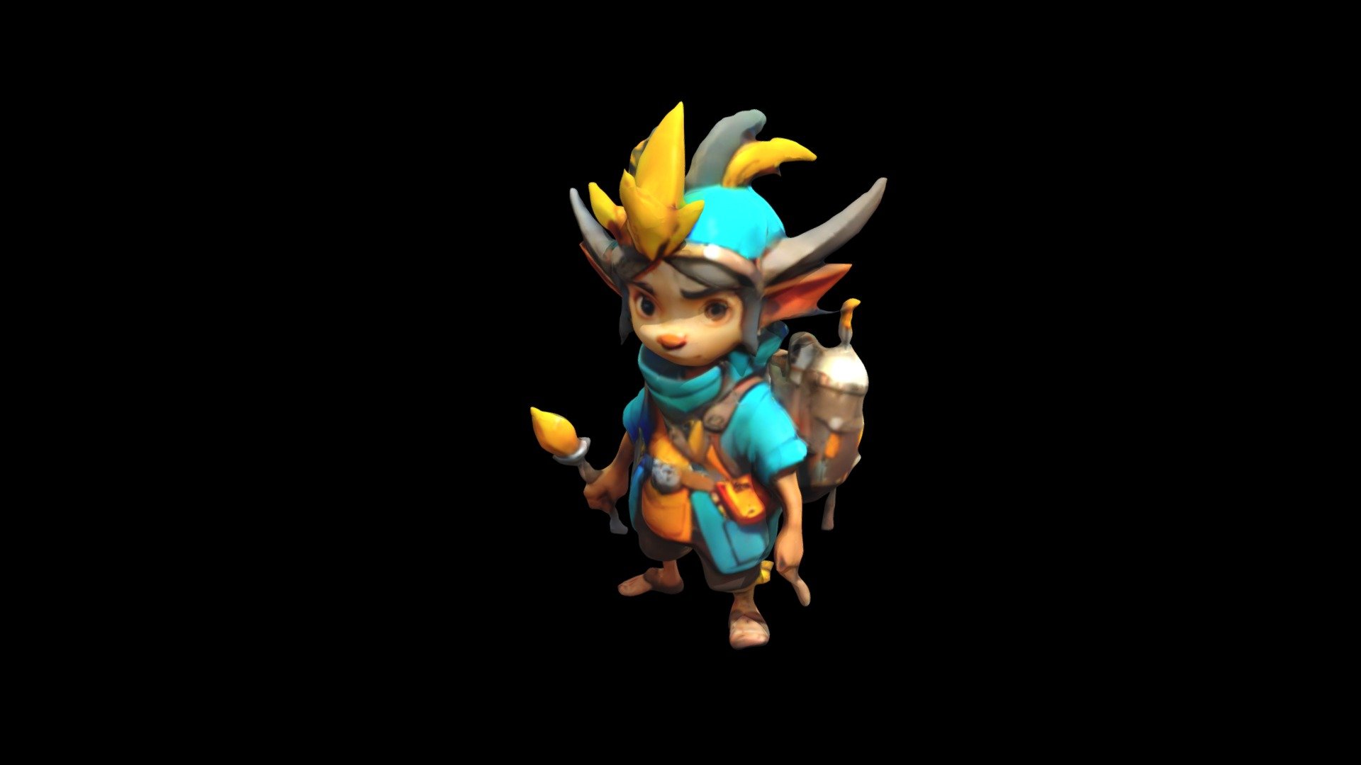 a cartoon character with a backpack and a bru - Download Free 3D model ...