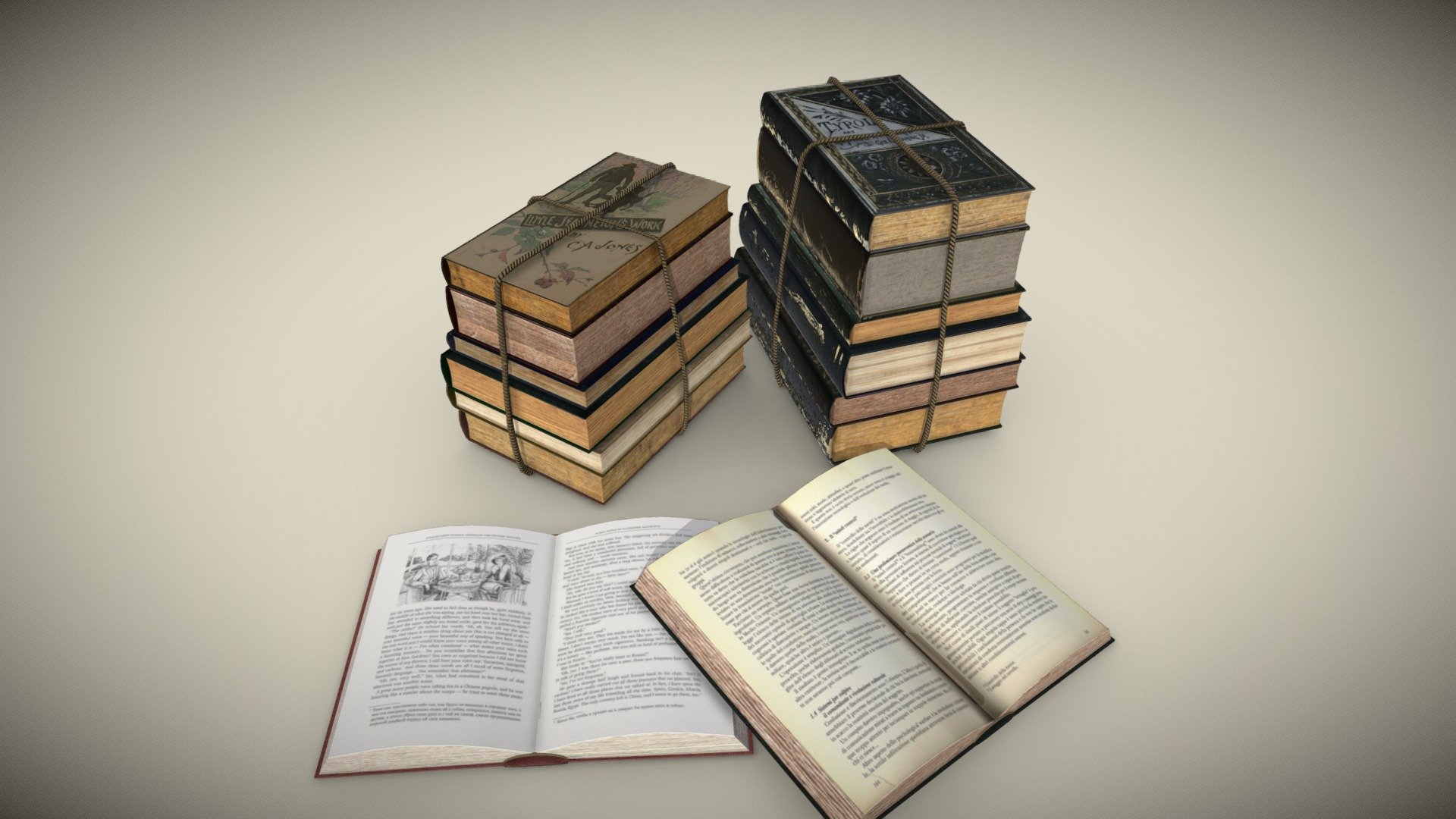 Old historical books PBR low-poly 3D model - Buy Royalty Free 3D model ...