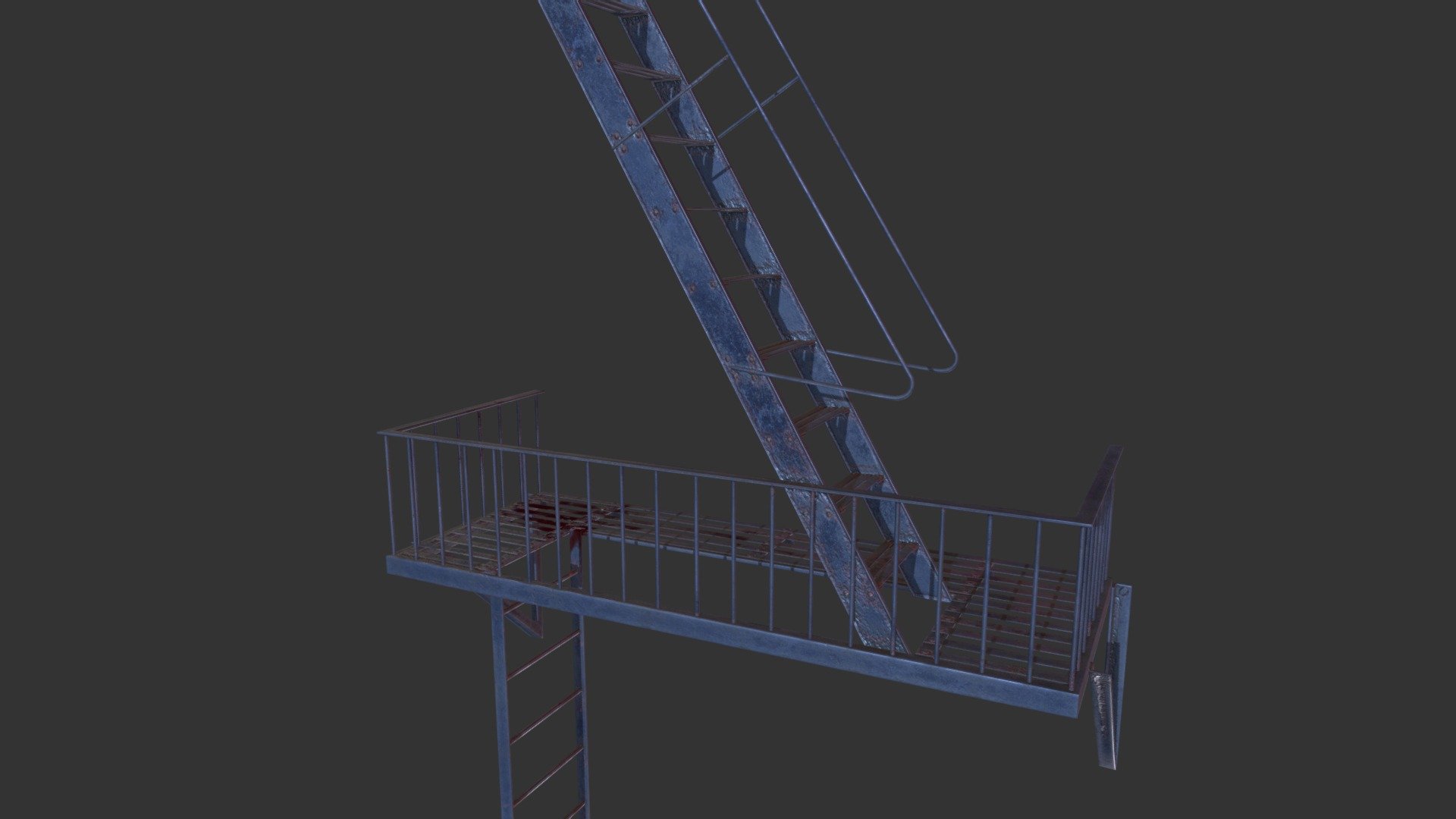 Modular Fire Escape - 3D model by BeaSan [58b52db] - Sketchfab