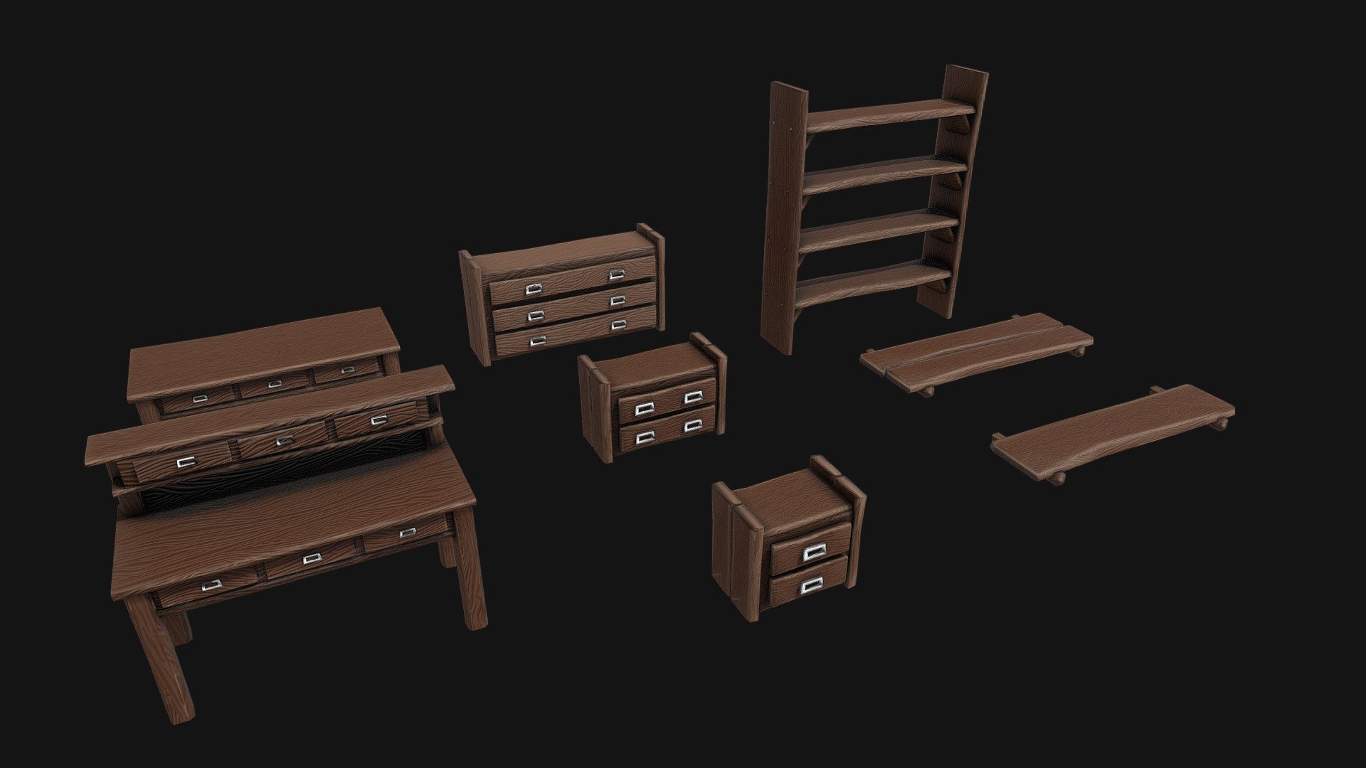Set of stylized shelves and desks - Download Free 3D model by Peter Nox ...