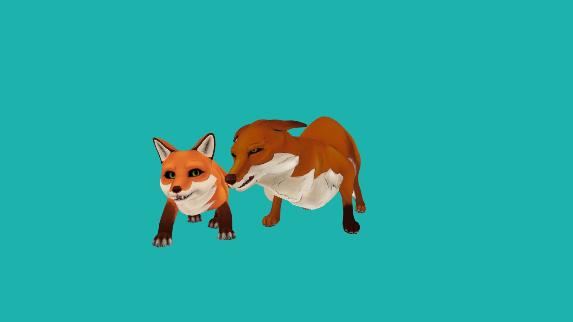 Dad and Baby fox hunting animations - 3D model by Jasmine_Sheppard ...