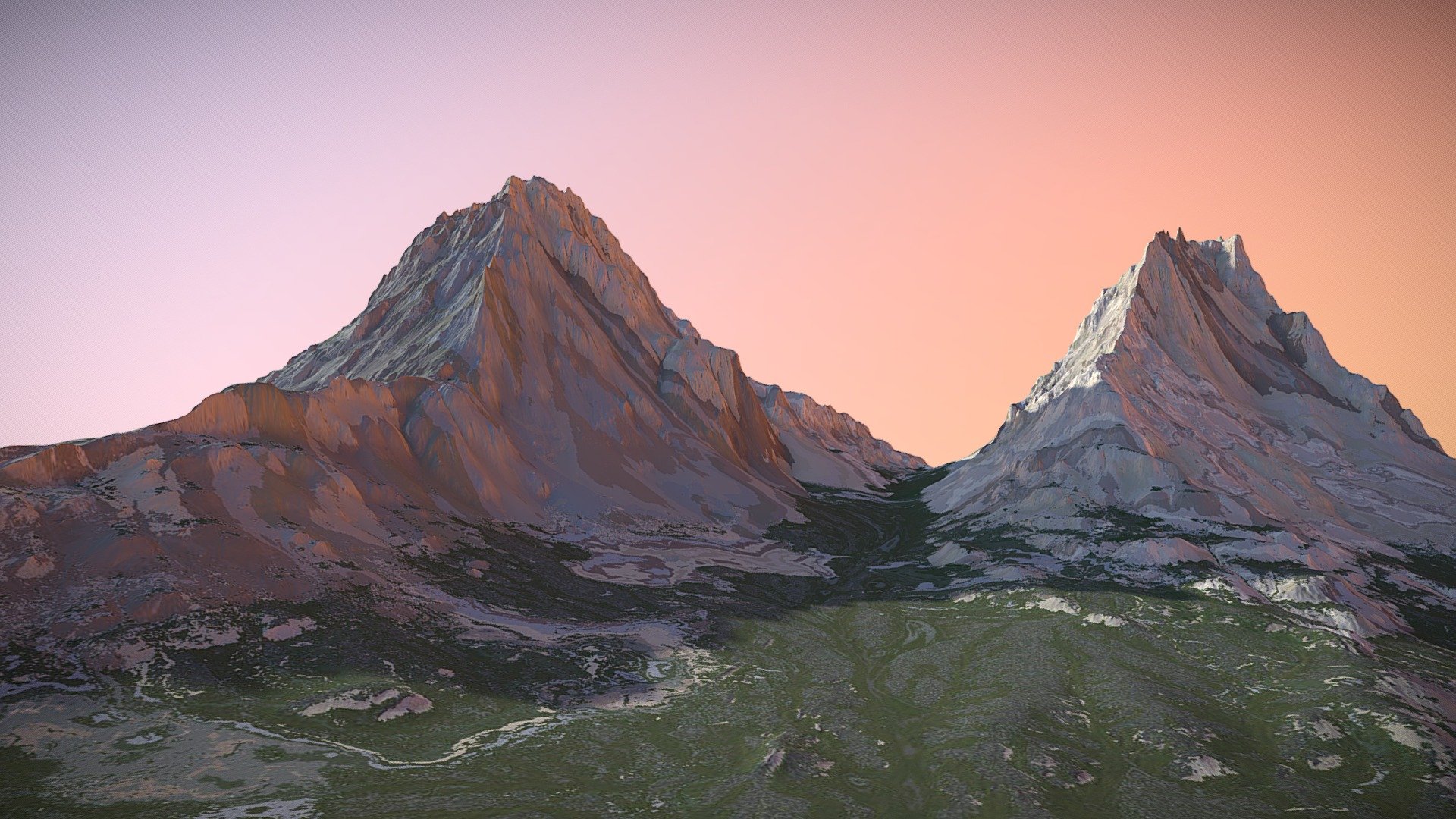Two Rocky Mountains. Landscape. - Buy Royalty Free 3D model by Foto ...