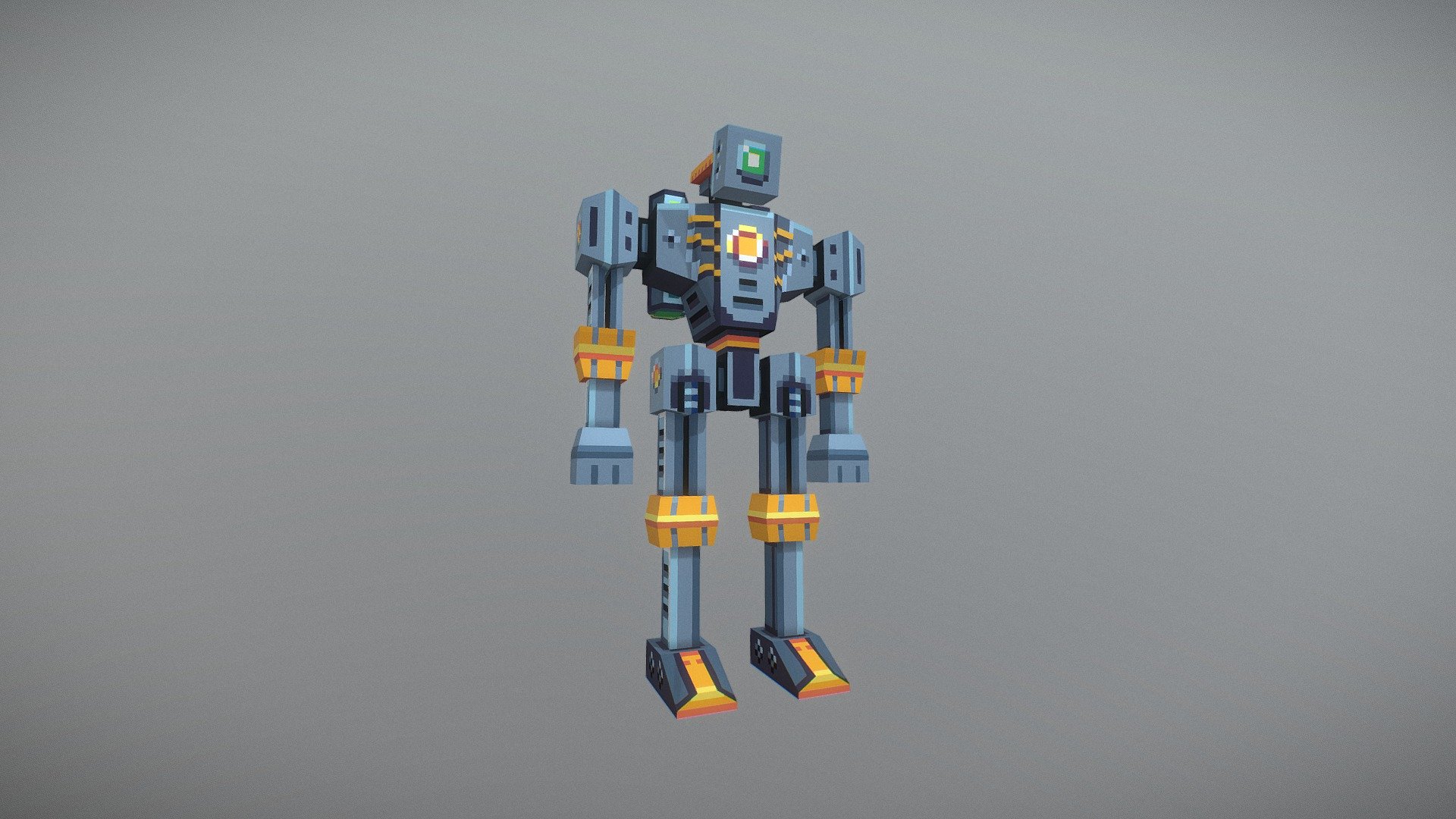 Low-Poly Pixel Robot - 3D model by llnn (@lllnn) [58f758c] - Sketchfab